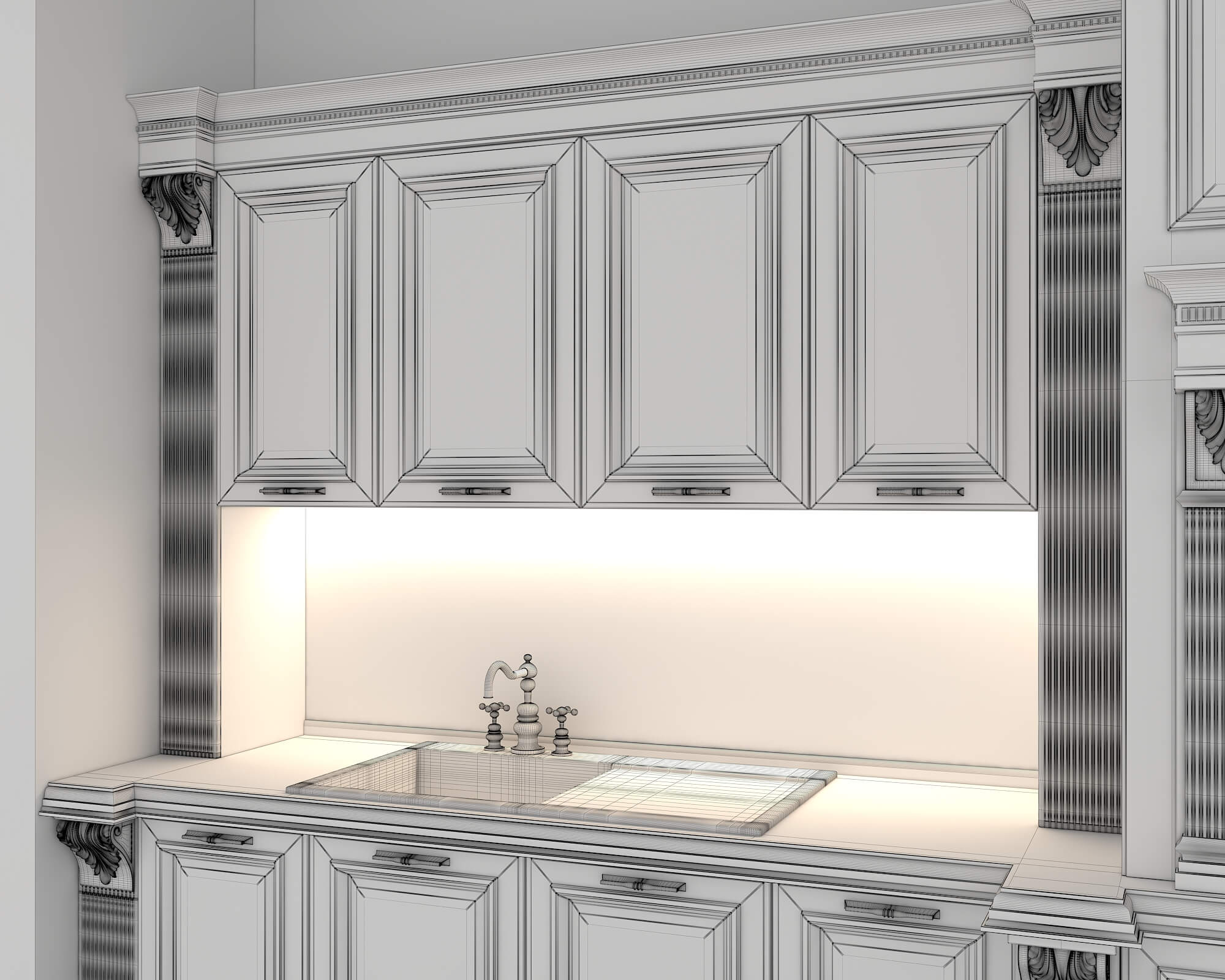 Classic European Style Kitchen Cabinet 21 - 3D Model by nhattuankts