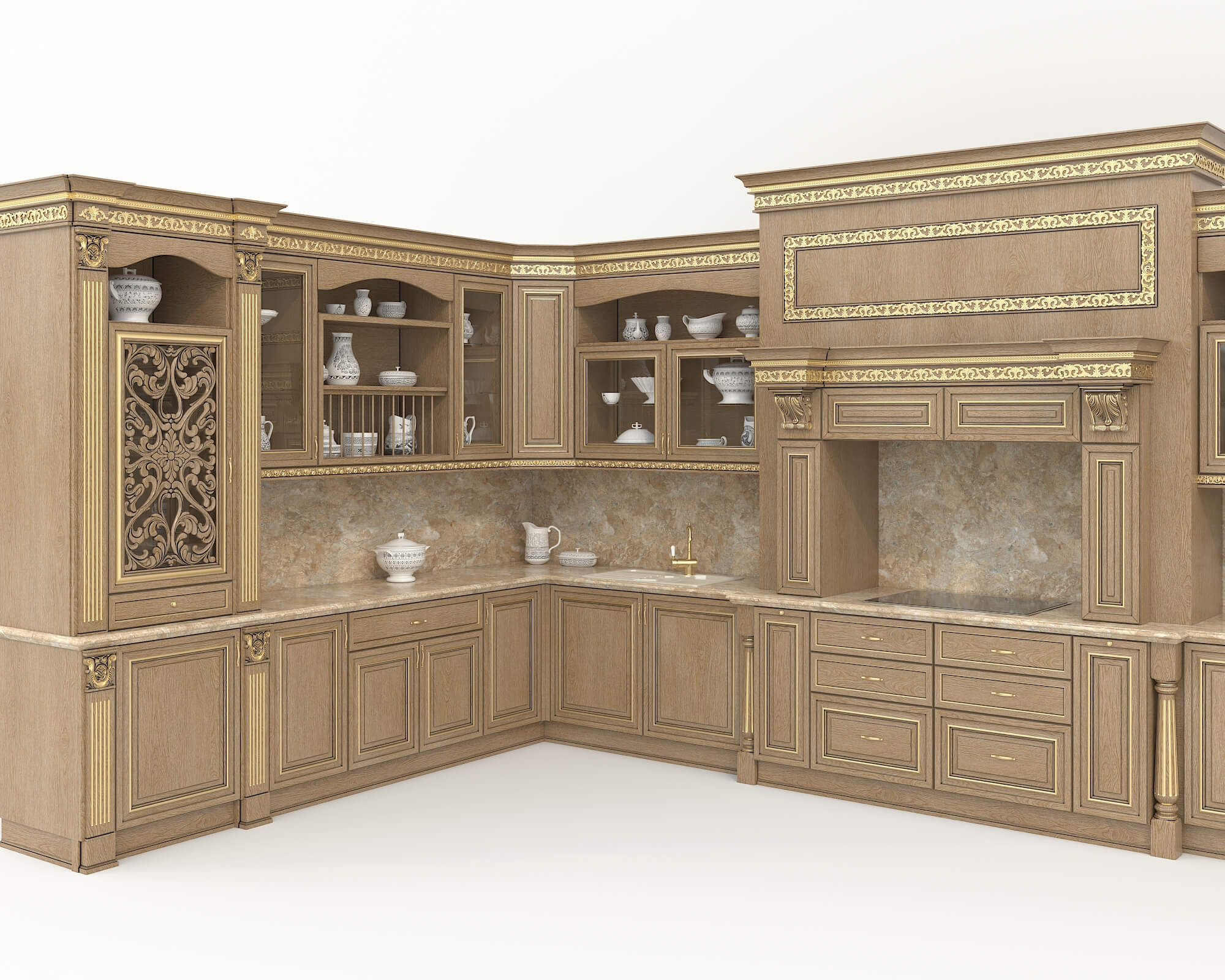 Classic European Style Kitchen Cabinet 22 - 3D Model by nhattuankts