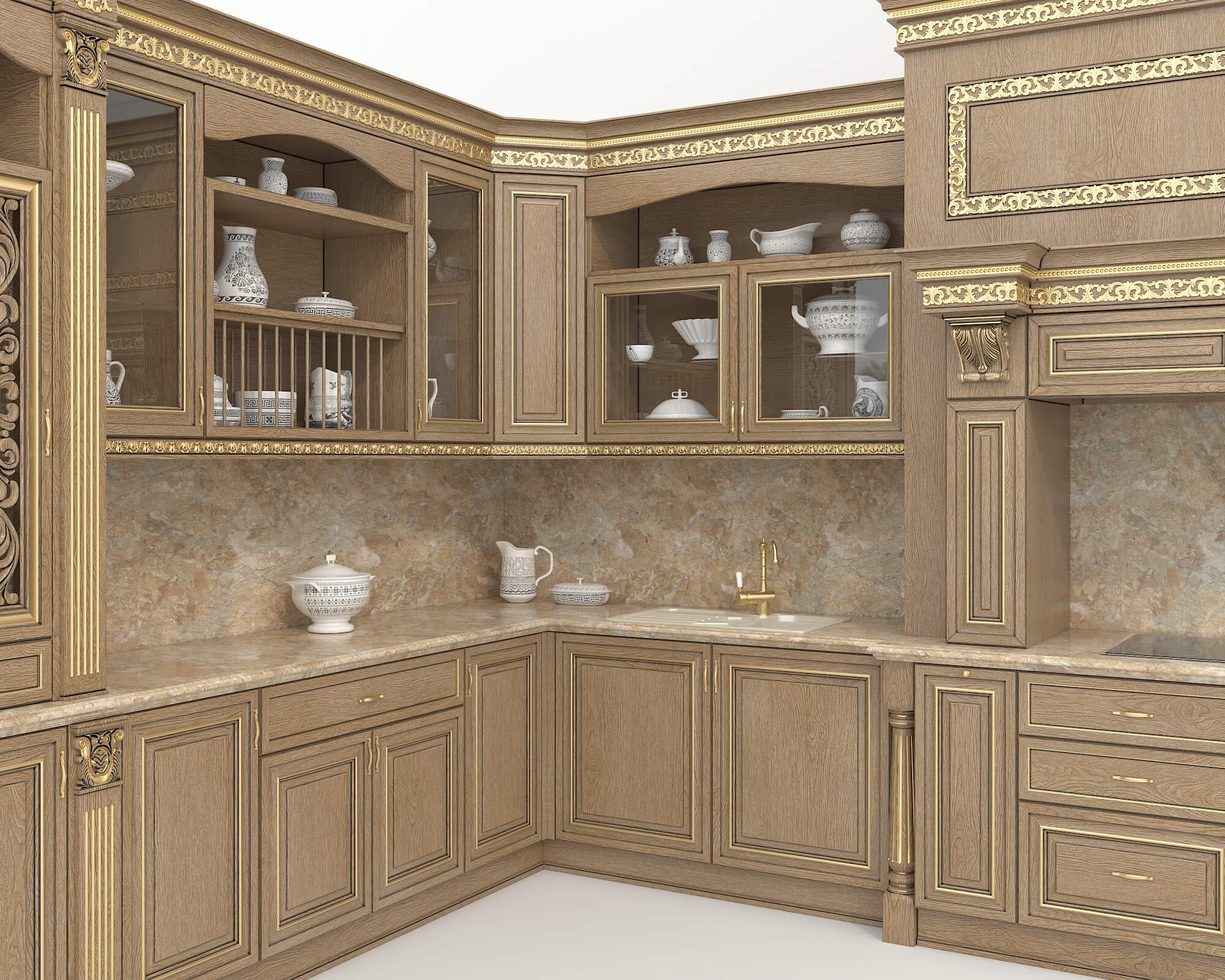 Classic European Style Kitchen Cabinet 22 - 3D Model by nhattuankts