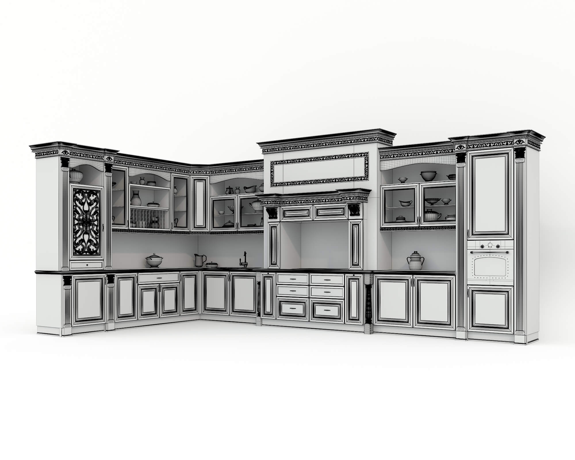 Classic European Style Kitchen Cabinet 22 - 3D Model by nhattuankts