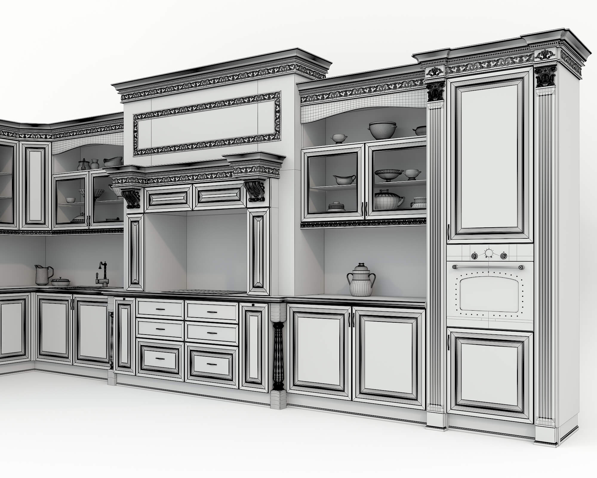 Classic European Style Kitchen Cabinet 22 - 3D Model by nhattuankts