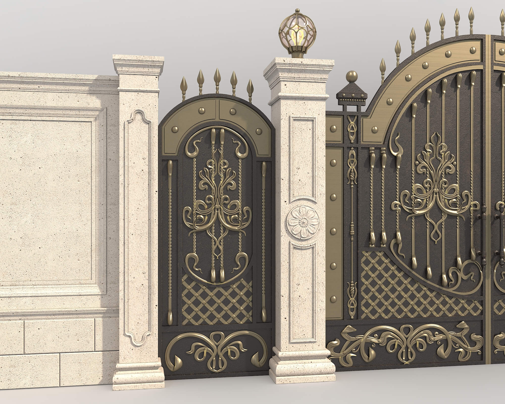 Classic European Style Mansion Gate 5 - 3D Model by nhattuankts