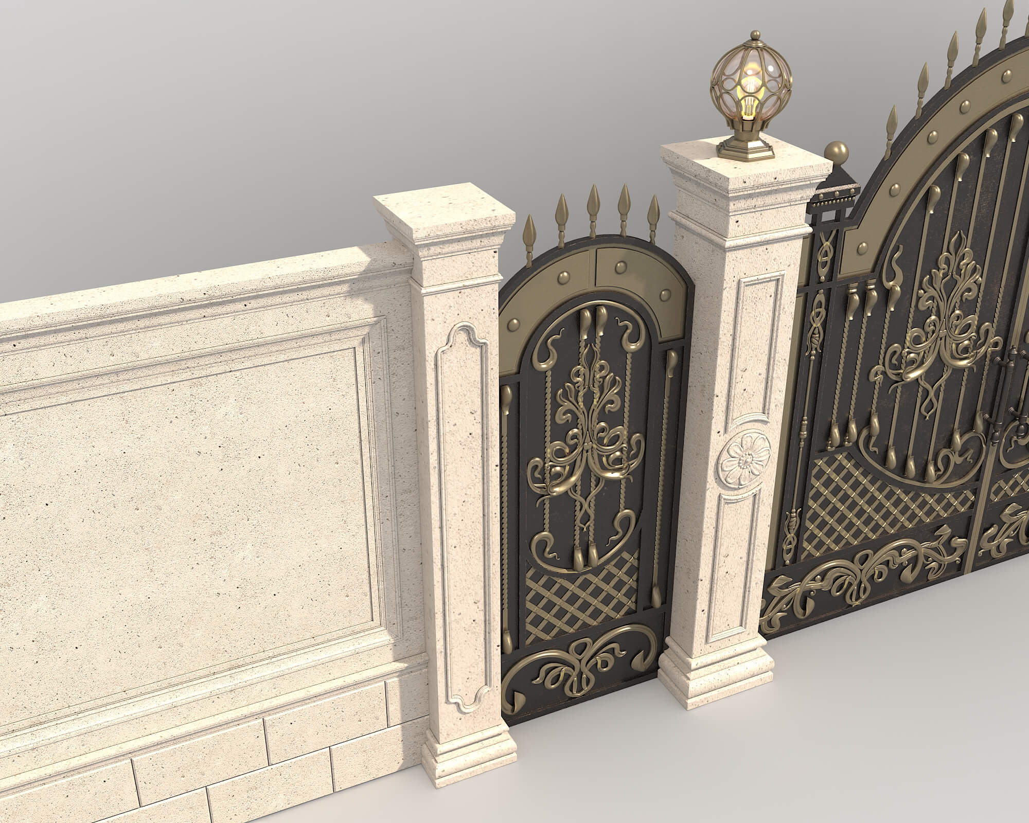 Classic European Style Mansion Gate 5 - 3D Model by nhattuankts