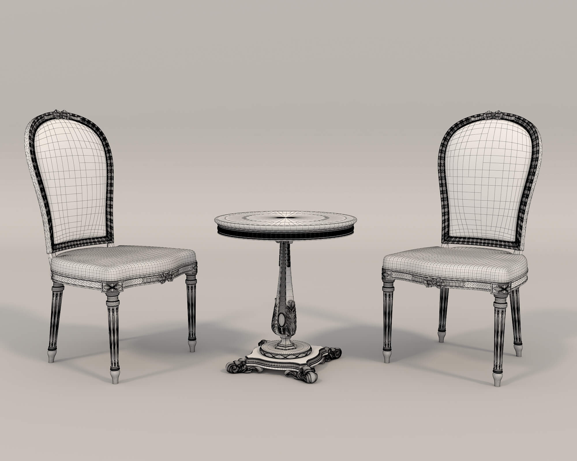 Classic European Style Table and Chairs 10 - 3D Model by nhattuankts