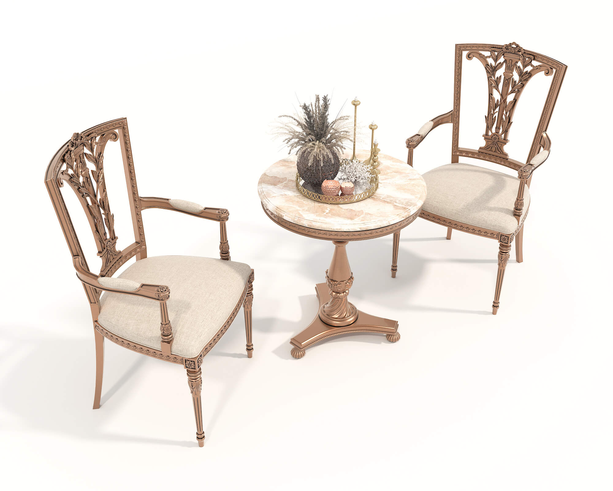 Classic European Style Table and Chairs 11 - 3D Model by nhattuankts