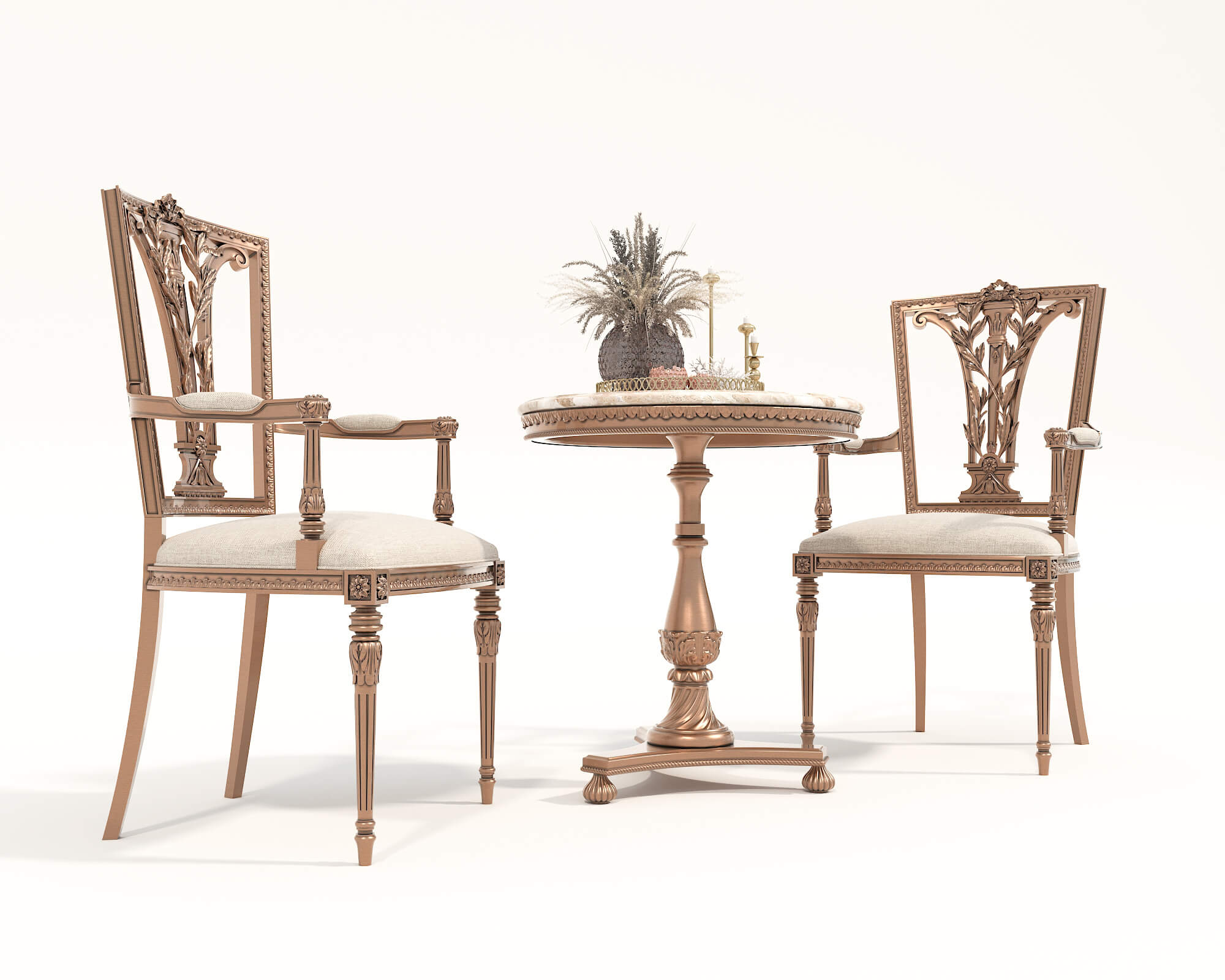 Classic European Style Table and Chairs 11 - 3D Model by nhattuankts