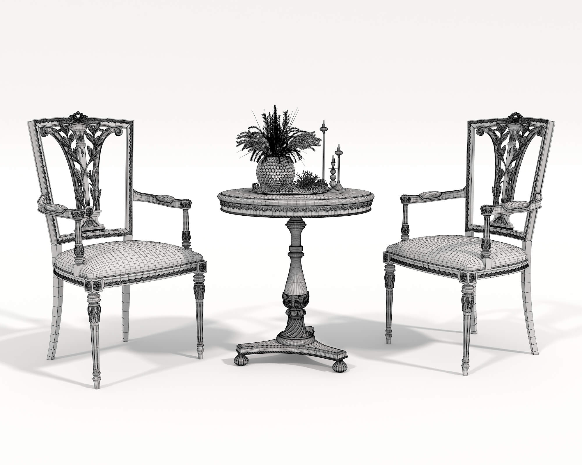 Classic European Style Table and Chairs 11 - 3D Model by nhattuankts