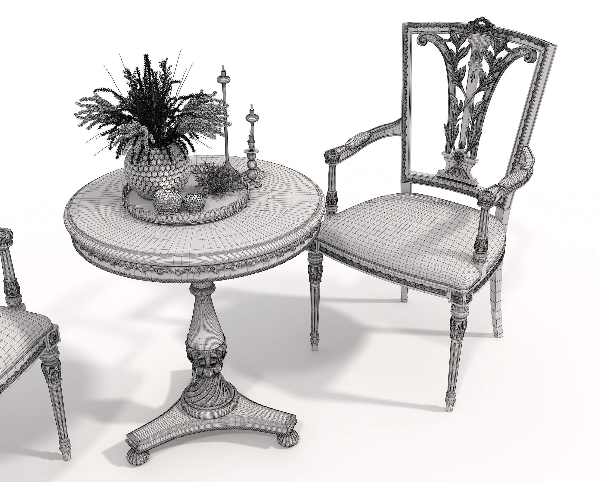 Classic European Style Table and Chairs 11 - 3D Model by nhattuankts