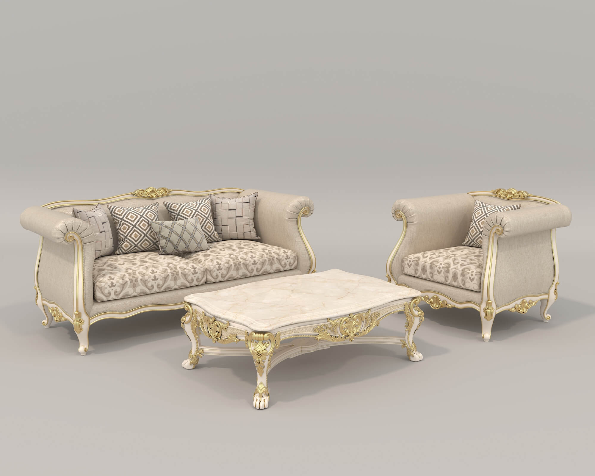 Classic Sofa and Armchair 2 - 3D Model by nhattuankts
