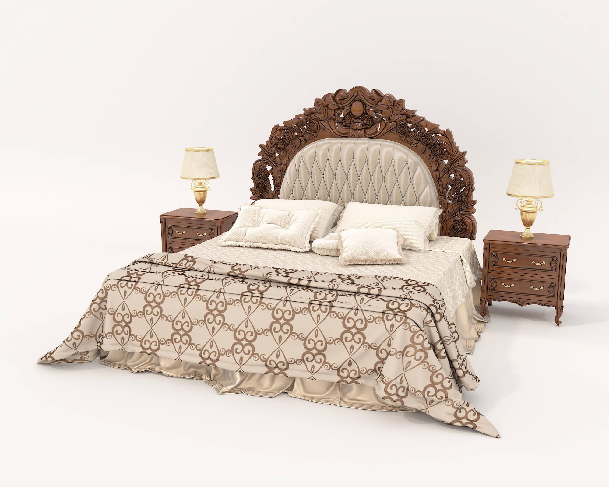 Classic Style Bed Set 27 - 3D Model by nhattuankts