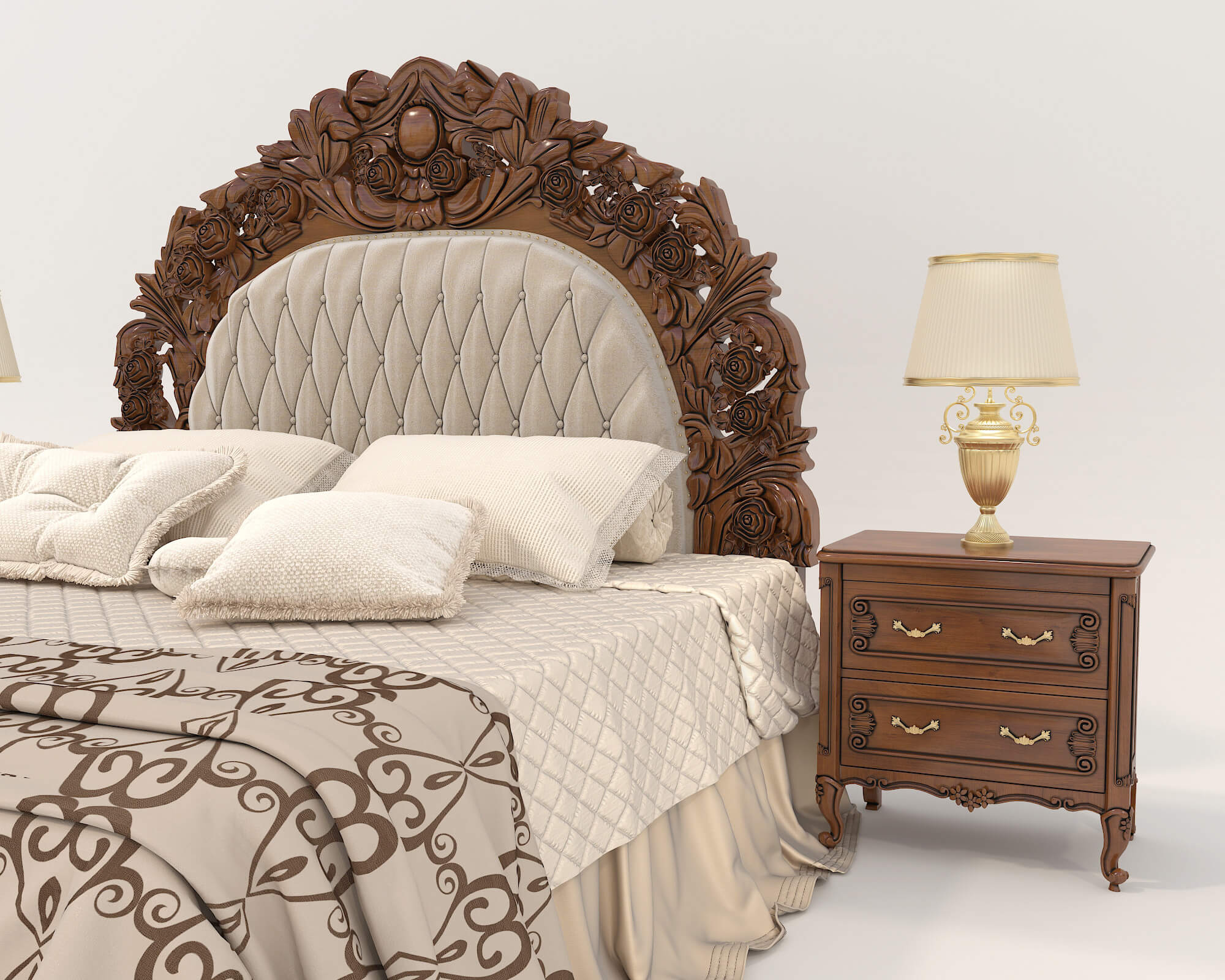 Classic Style Bed Set 27 - 3D Model by nhattuankts