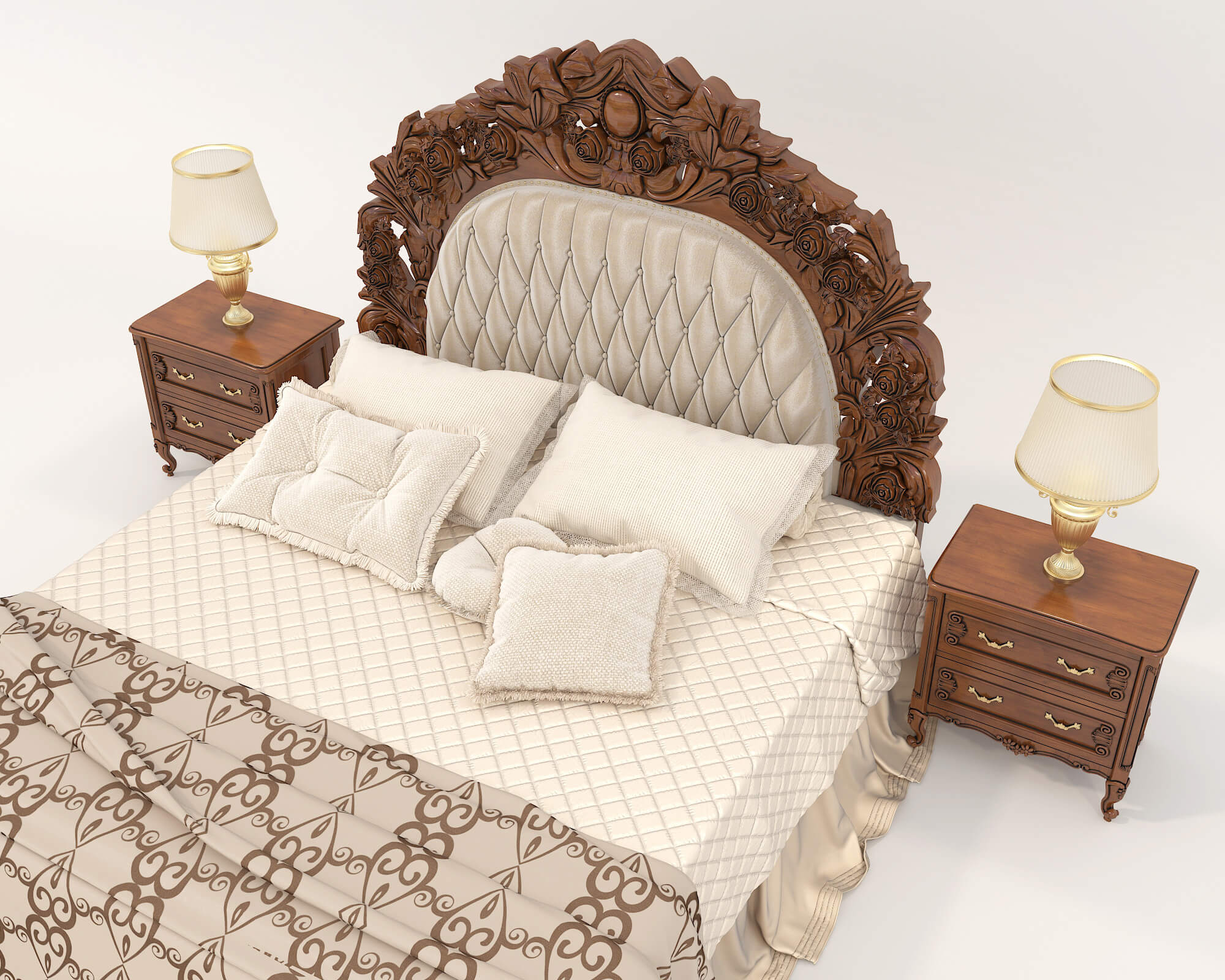 Classic Style Bed Set 27 - 3D Model by nhattuankts