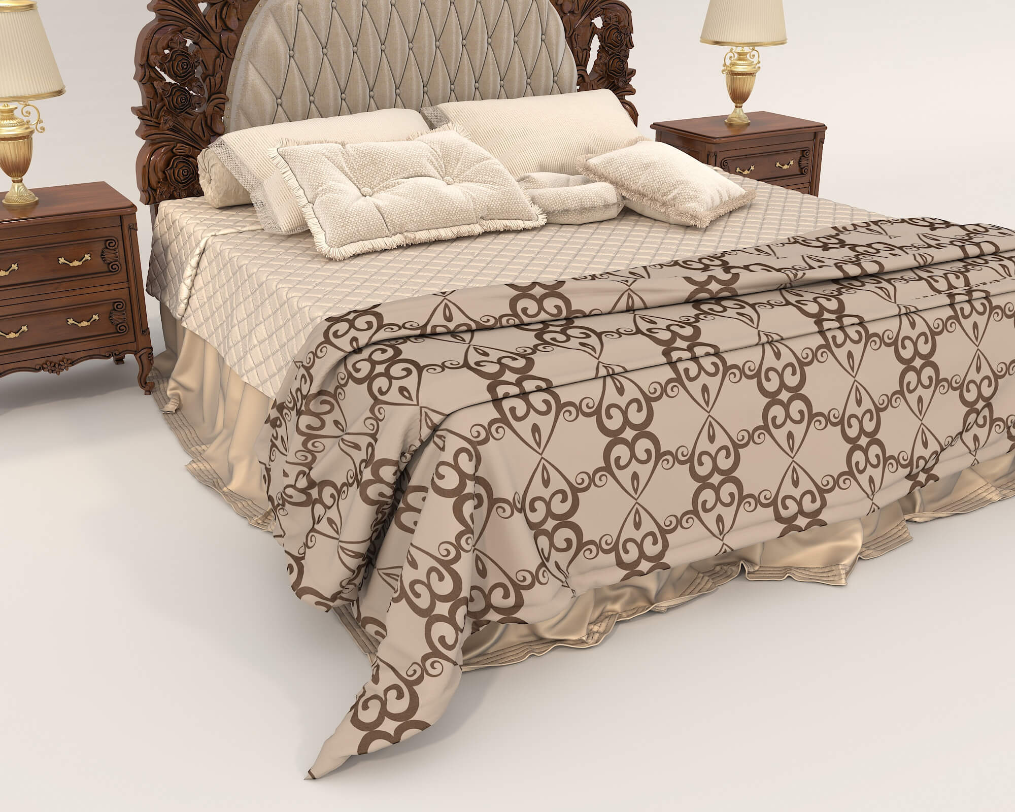 Classic Style Bed Set 27 - 3D Model by nhattuankts