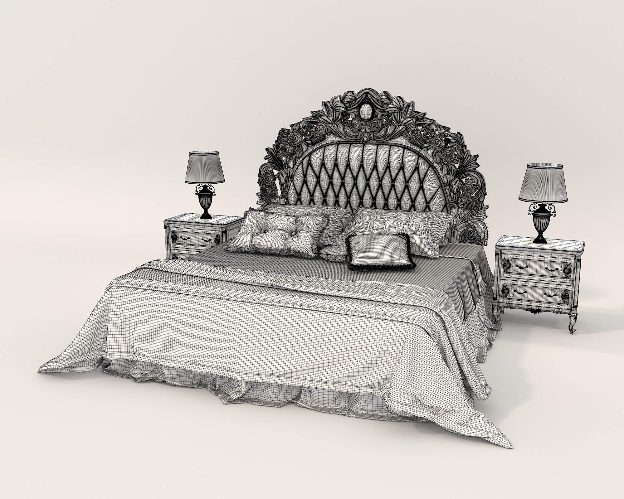 Classic Style Bed Set 27 - 3D Model by nhattuankts