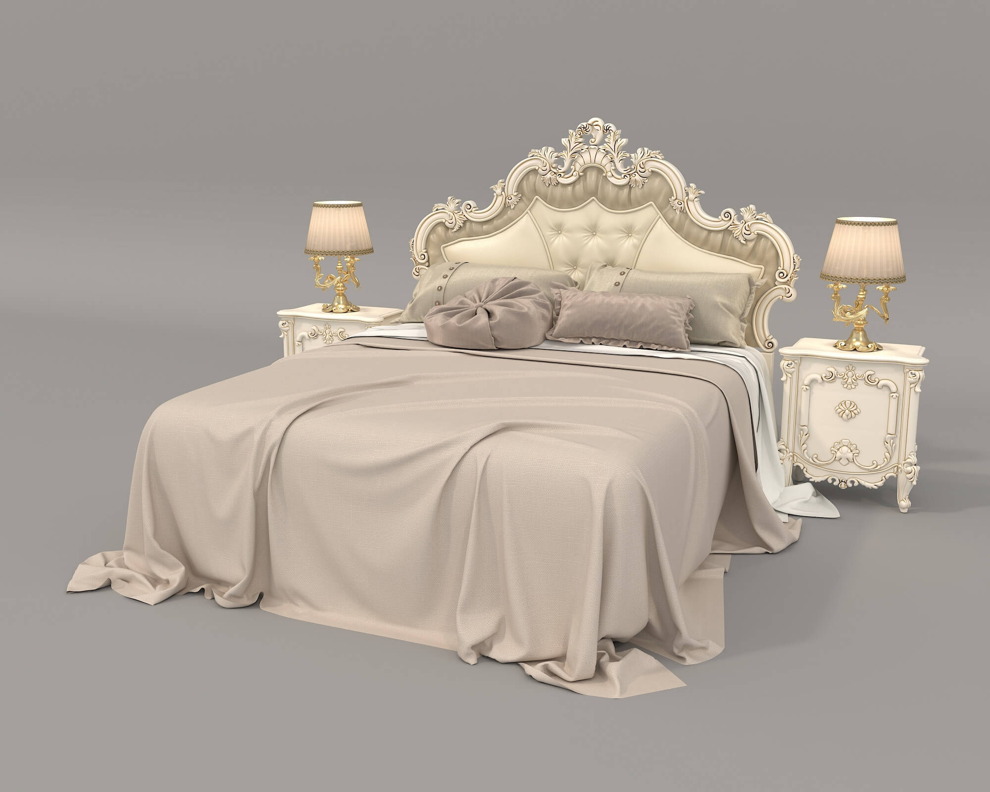 Classic Style Bed Set 28 - 3D Model by nhattuankts