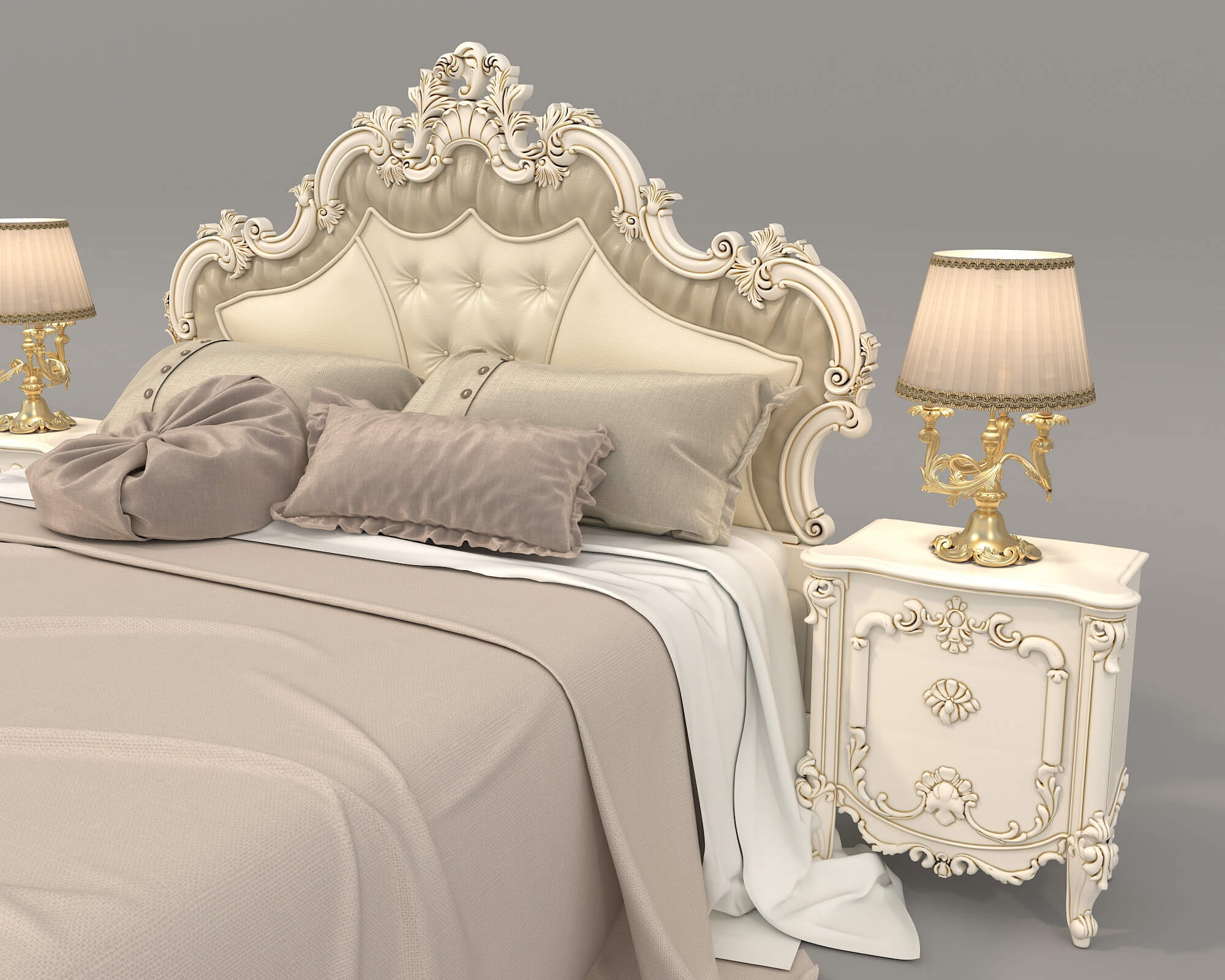 Classic Style Bed Set 28 - 3D Model by nhattuankts