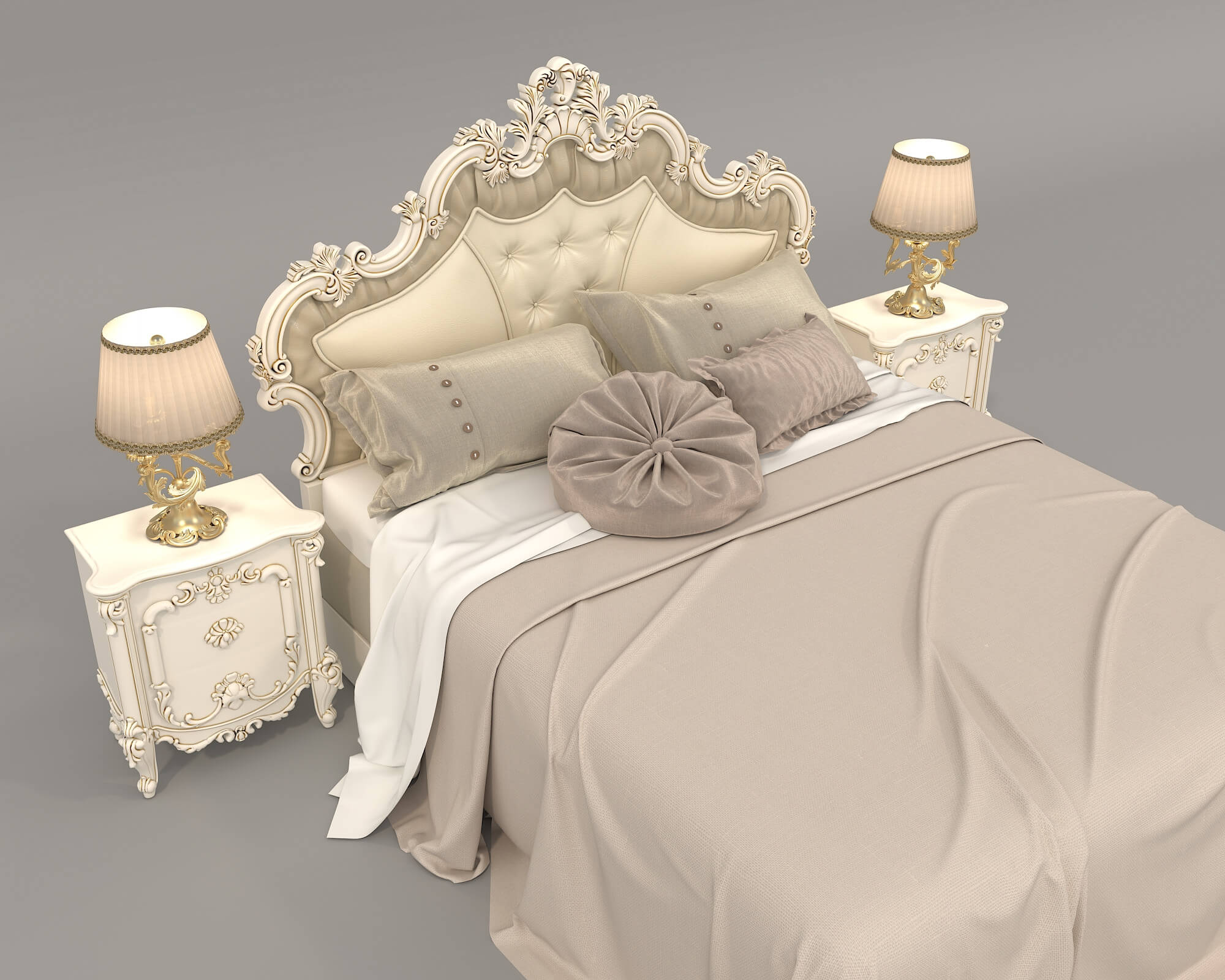 Classic Style Bed Set 28 - 3D Model by nhattuankts