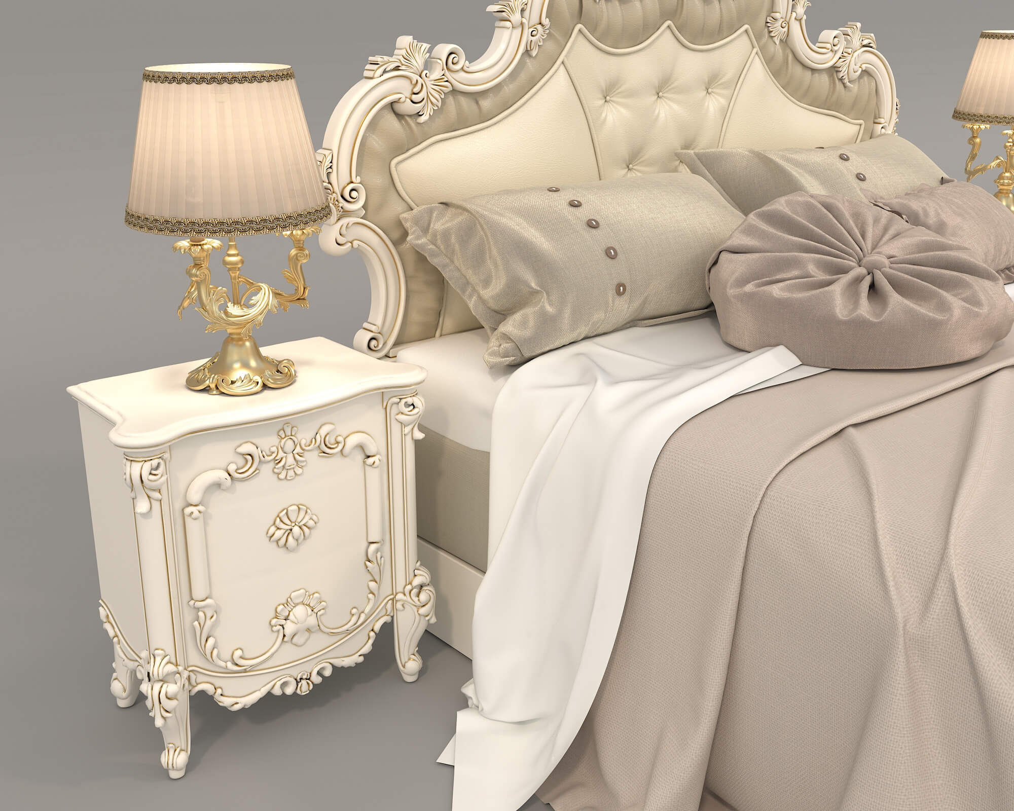 Classic Style Bed Set 28 - 3D Model by nhattuankts