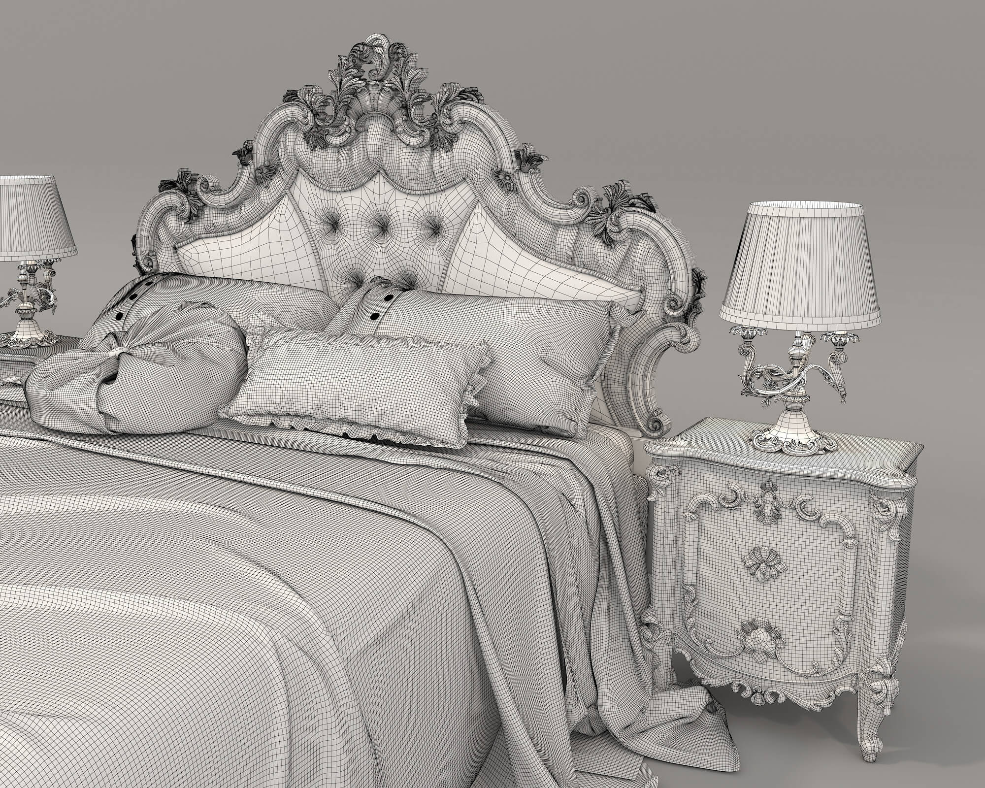 Classic Style Bed Set 28 - 3D Model by nhattuankts