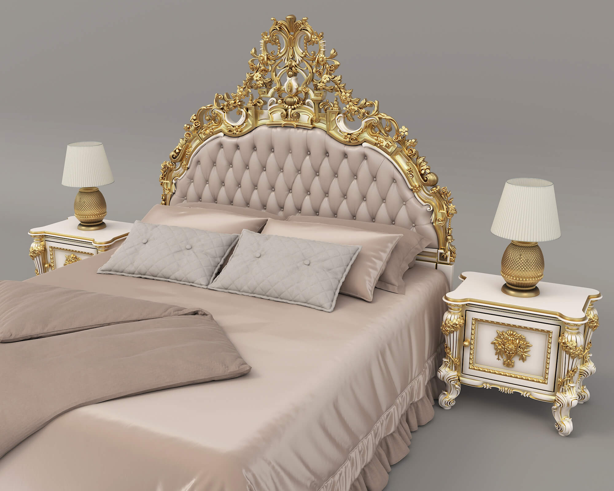 Classic Style Bed Set 29 - 3D Model by nhattuankts
