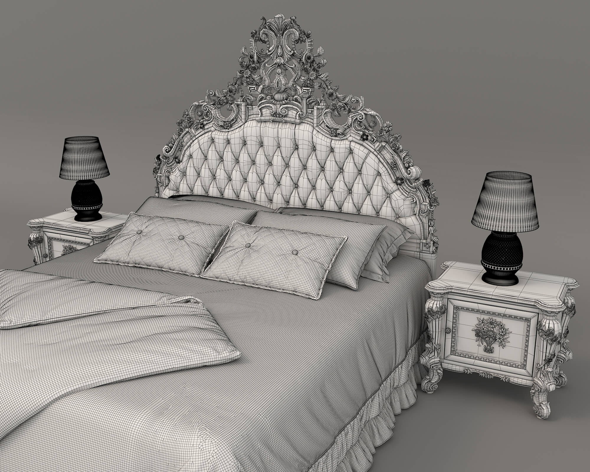 Classic Style Bed Set 29 - 3D Model by nhattuankts