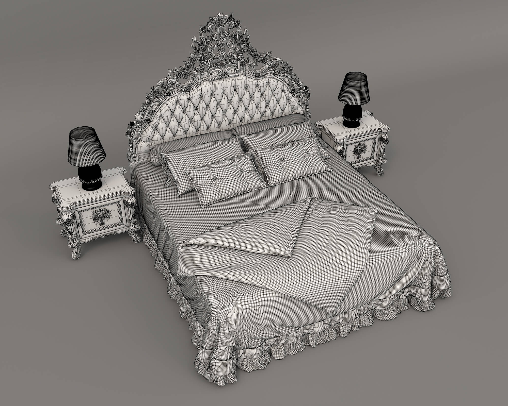 Classic Style Bed Set 29 - 3D Model by nhattuankts