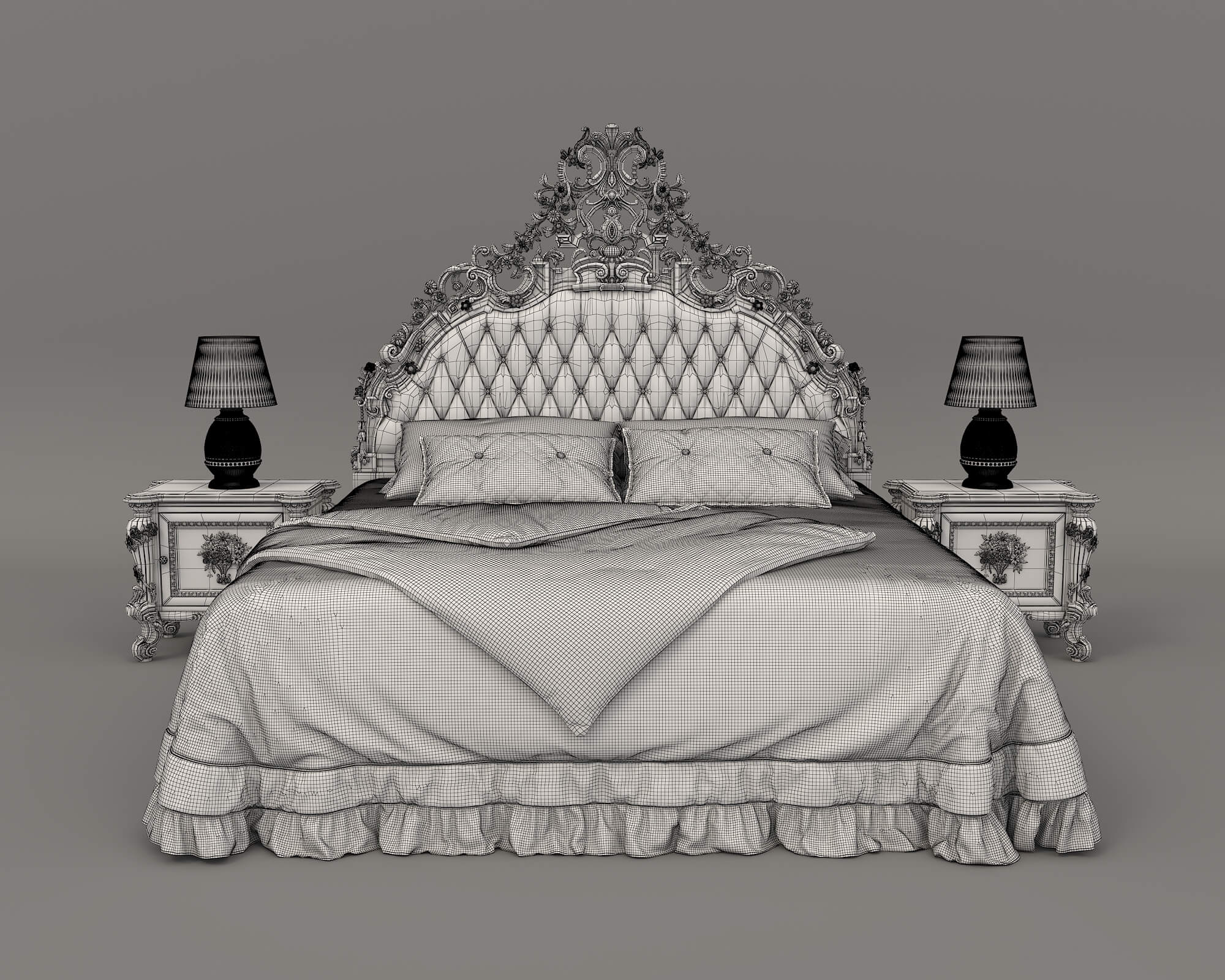 Classic Style Bed Set 29 - 3D Model by nhattuankts