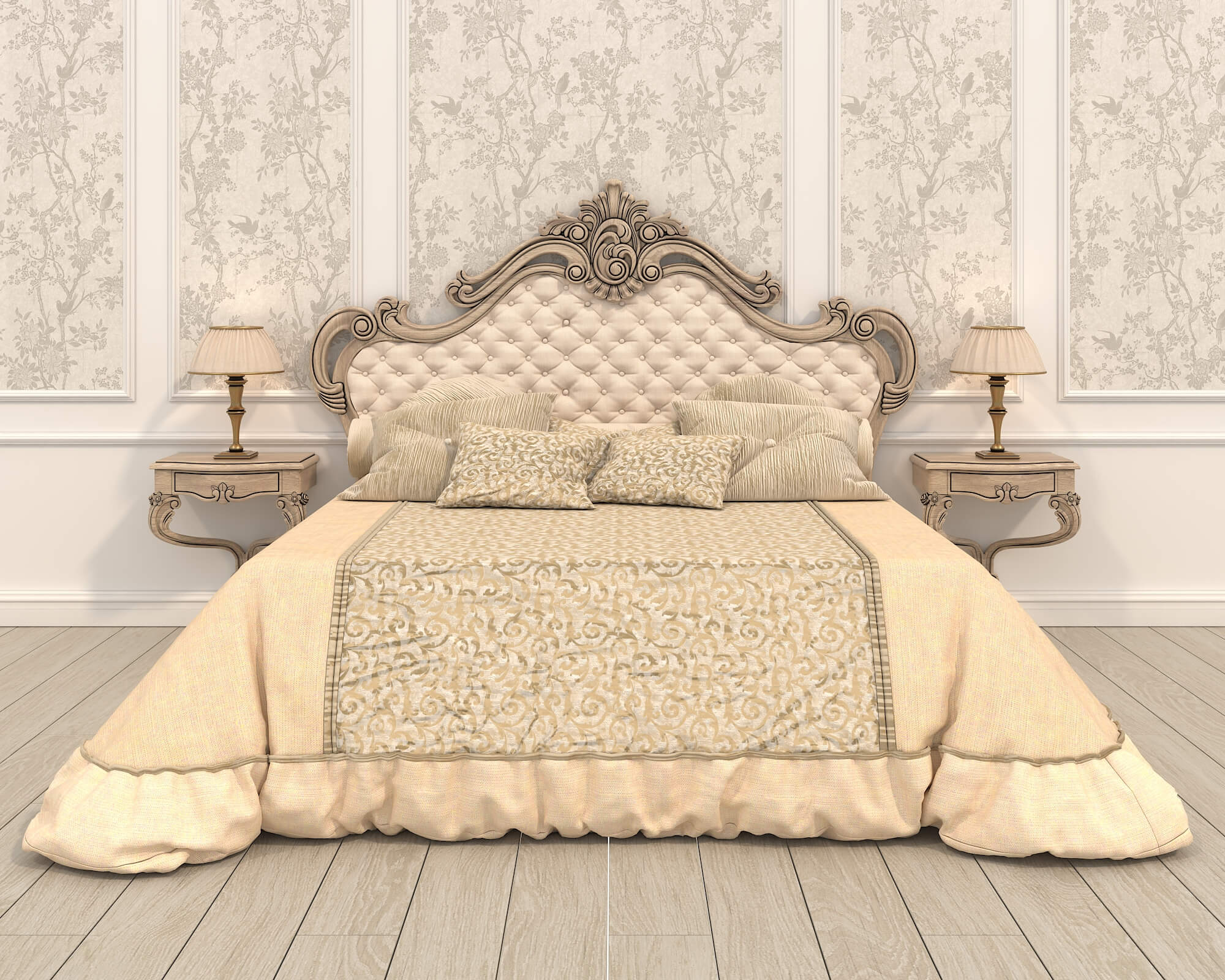 Classic Style Bed Set 31 - 3D Model by nhattuankts