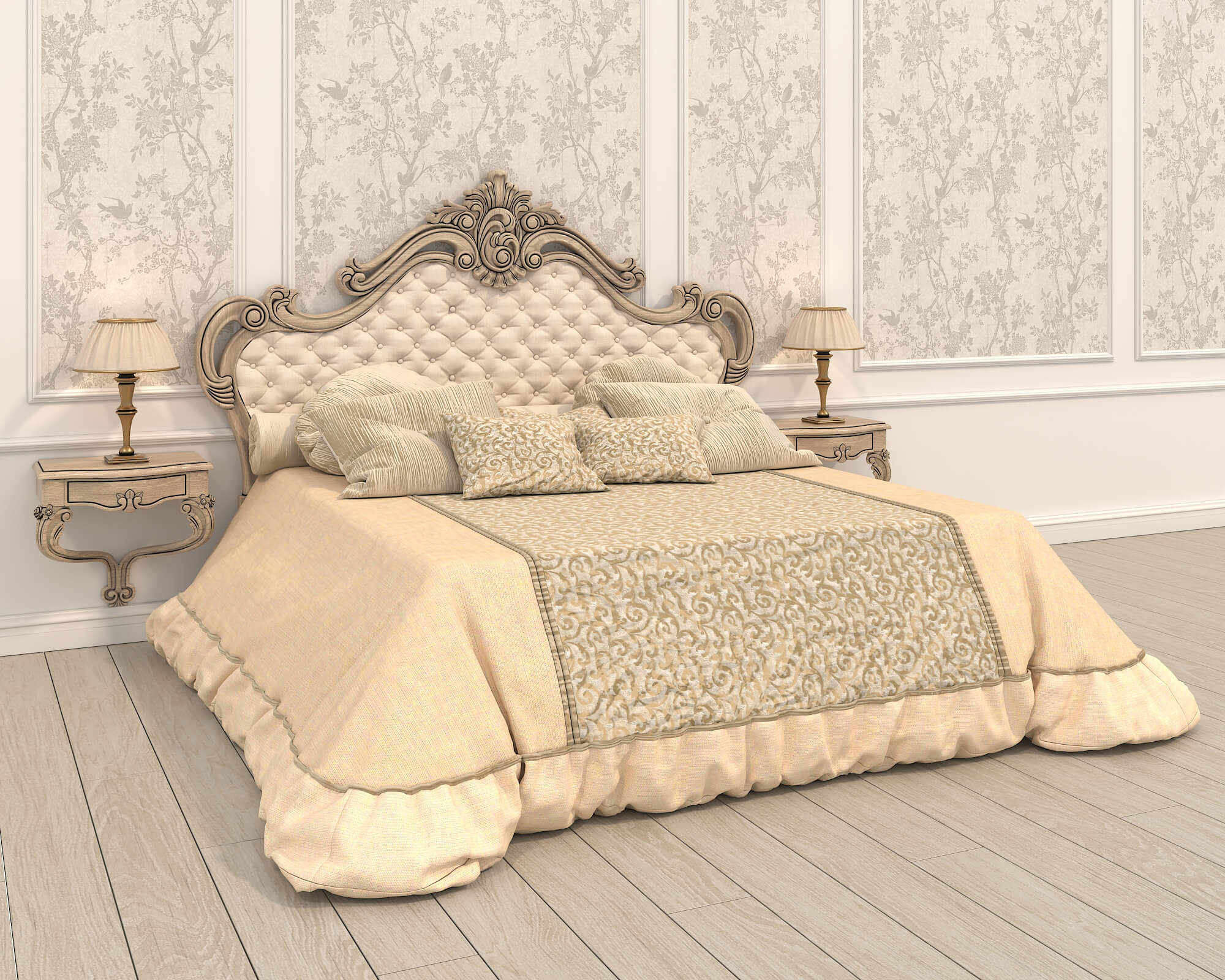 Classic Style Bed Set 31 - 3D Model by nhattuankts