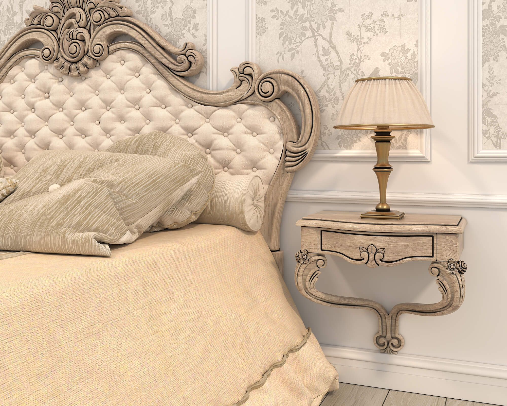 Classic Style Bed Set 31 - 3D Model by nhattuankts