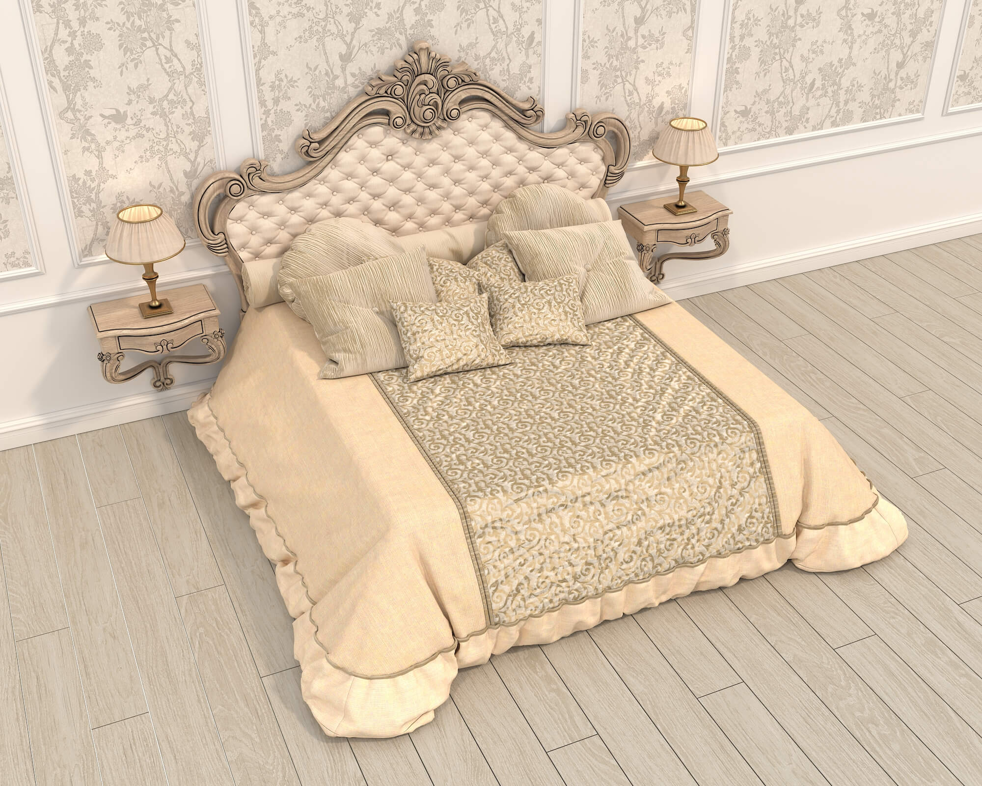 Classic Style Bed Set 31 - 3D Model by nhattuankts