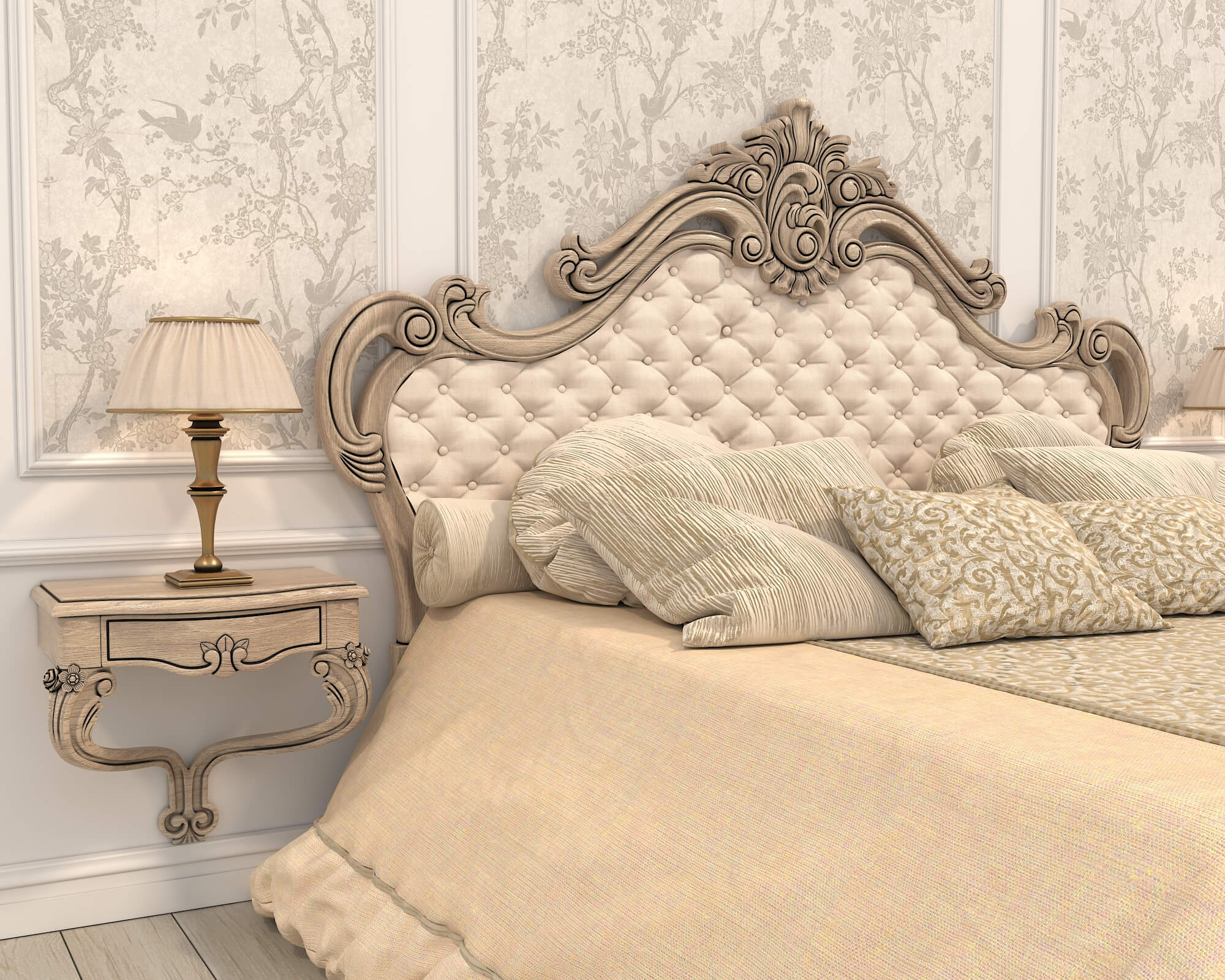 Classic Style Bed Set 31 - 3D Model by nhattuankts