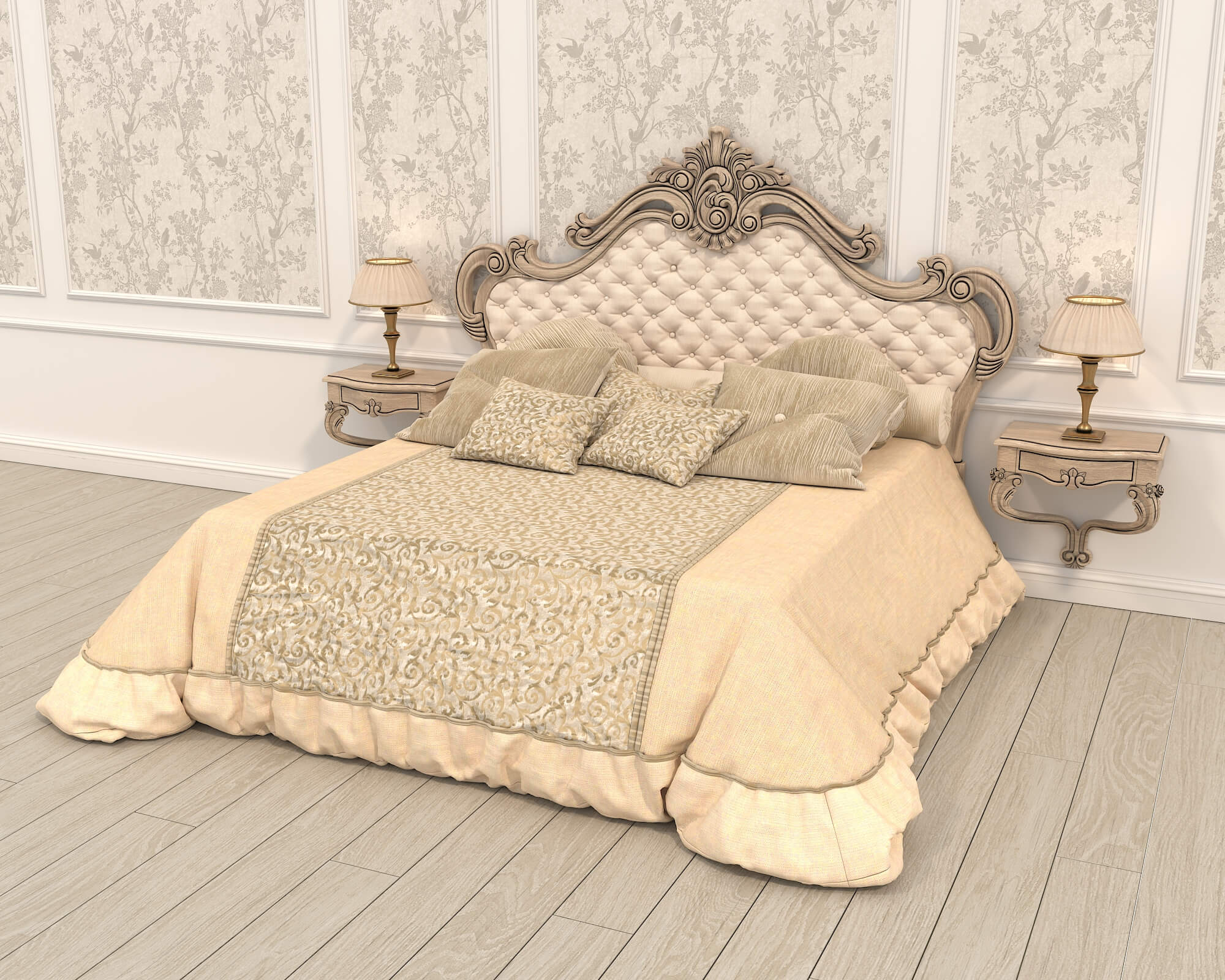 Classic Style Bed Set 31 - 3D Model by nhattuankts