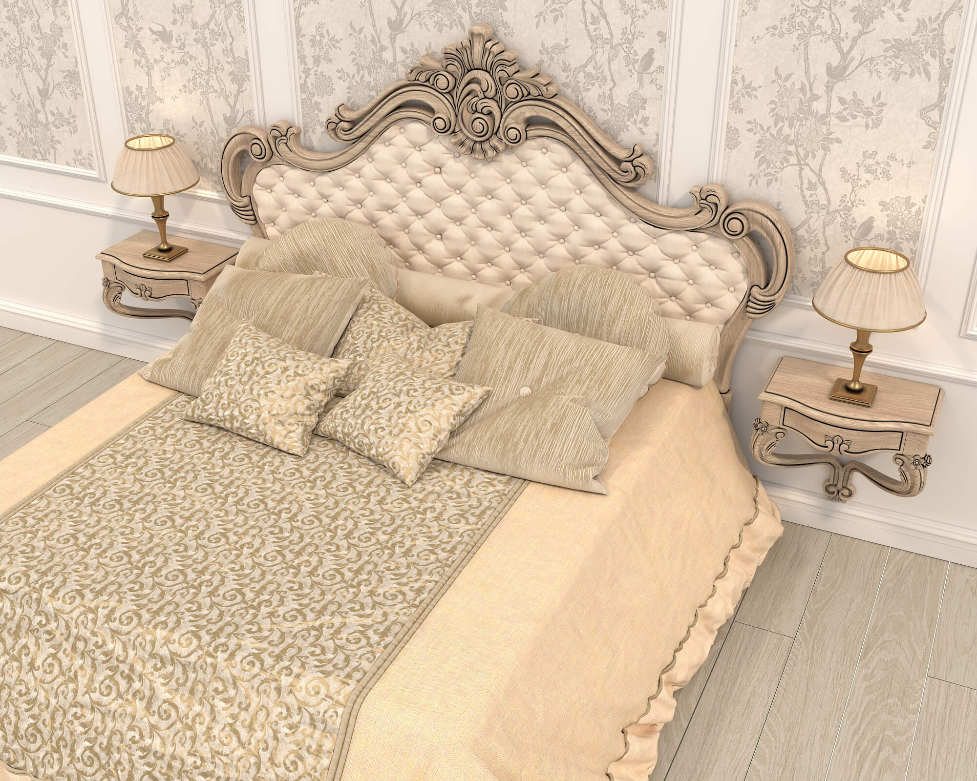 Classic Style Bed Set 31 - 3D Model by nhattuankts
