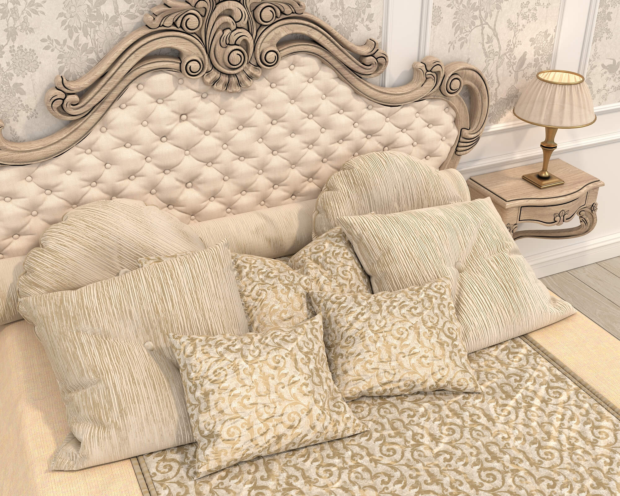 Classic Style Bed Set 31 - 3D Model by nhattuankts