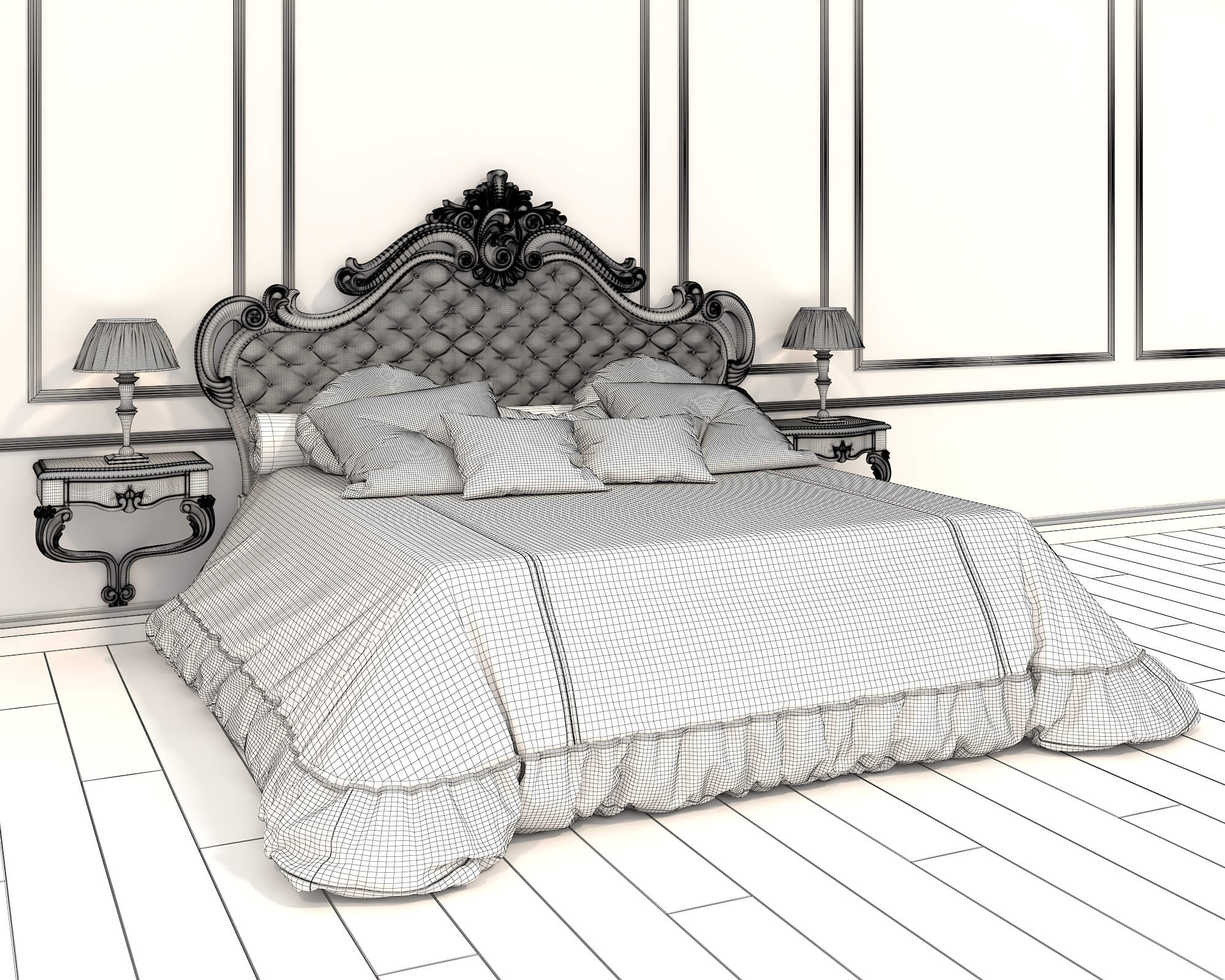 Classic Style Bed Set 31 - 3D Model by nhattuankts