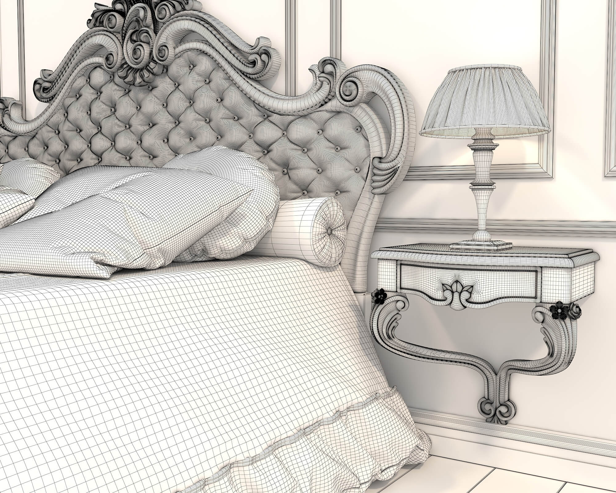 Classic Style Bed Set 31 - 3D Model by nhattuankts