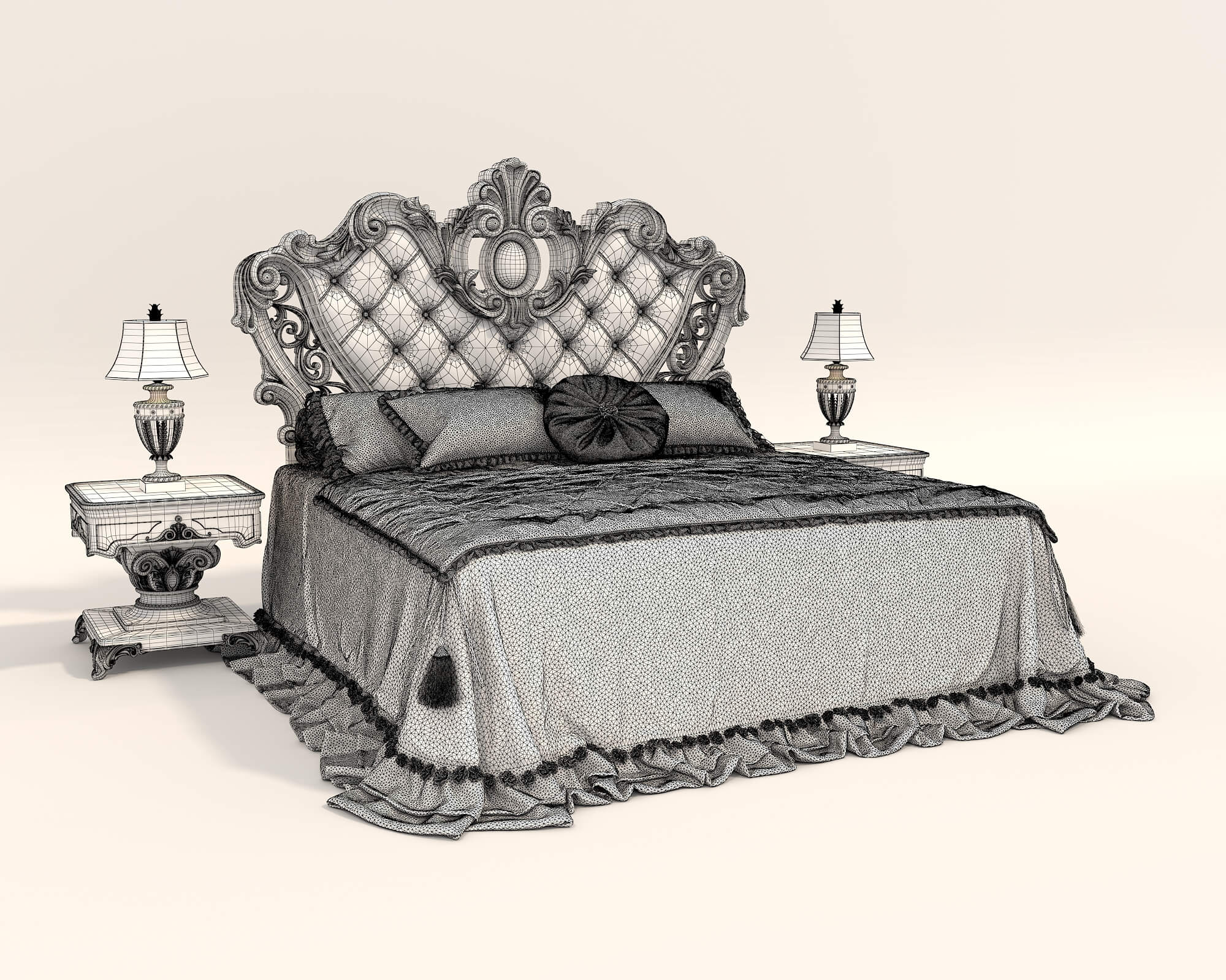 Classic Style Bed Set 32 - 3D Model by nhattuankts