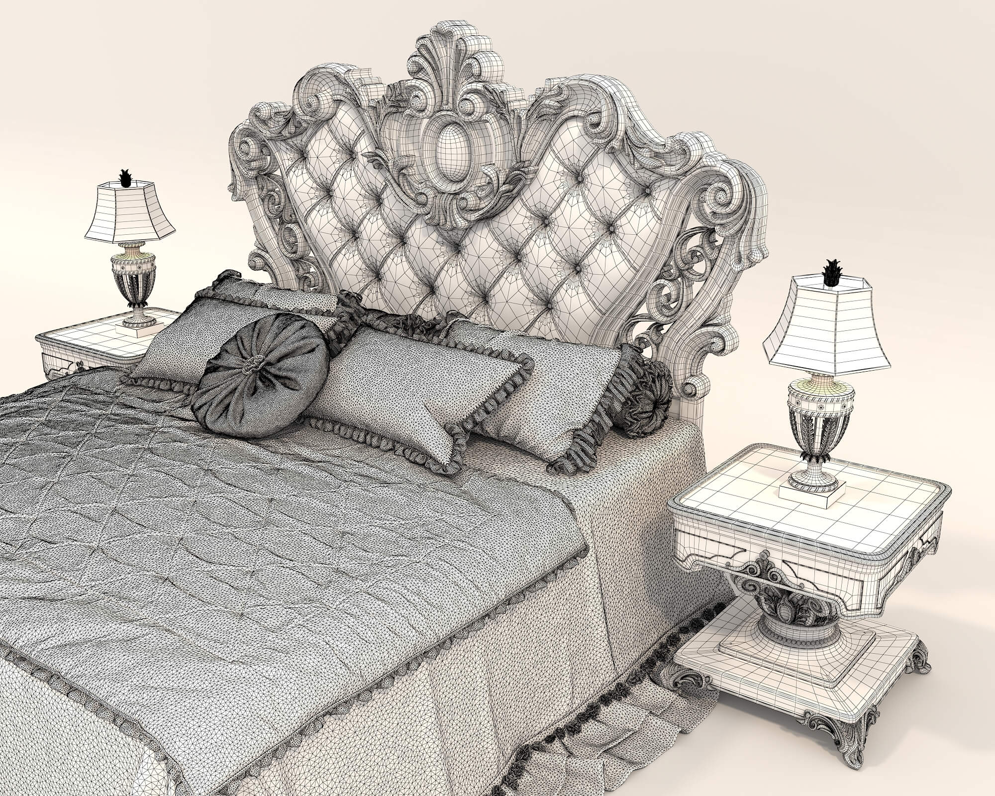 Classic Style Bed Set 32 - 3D Model by nhattuankts