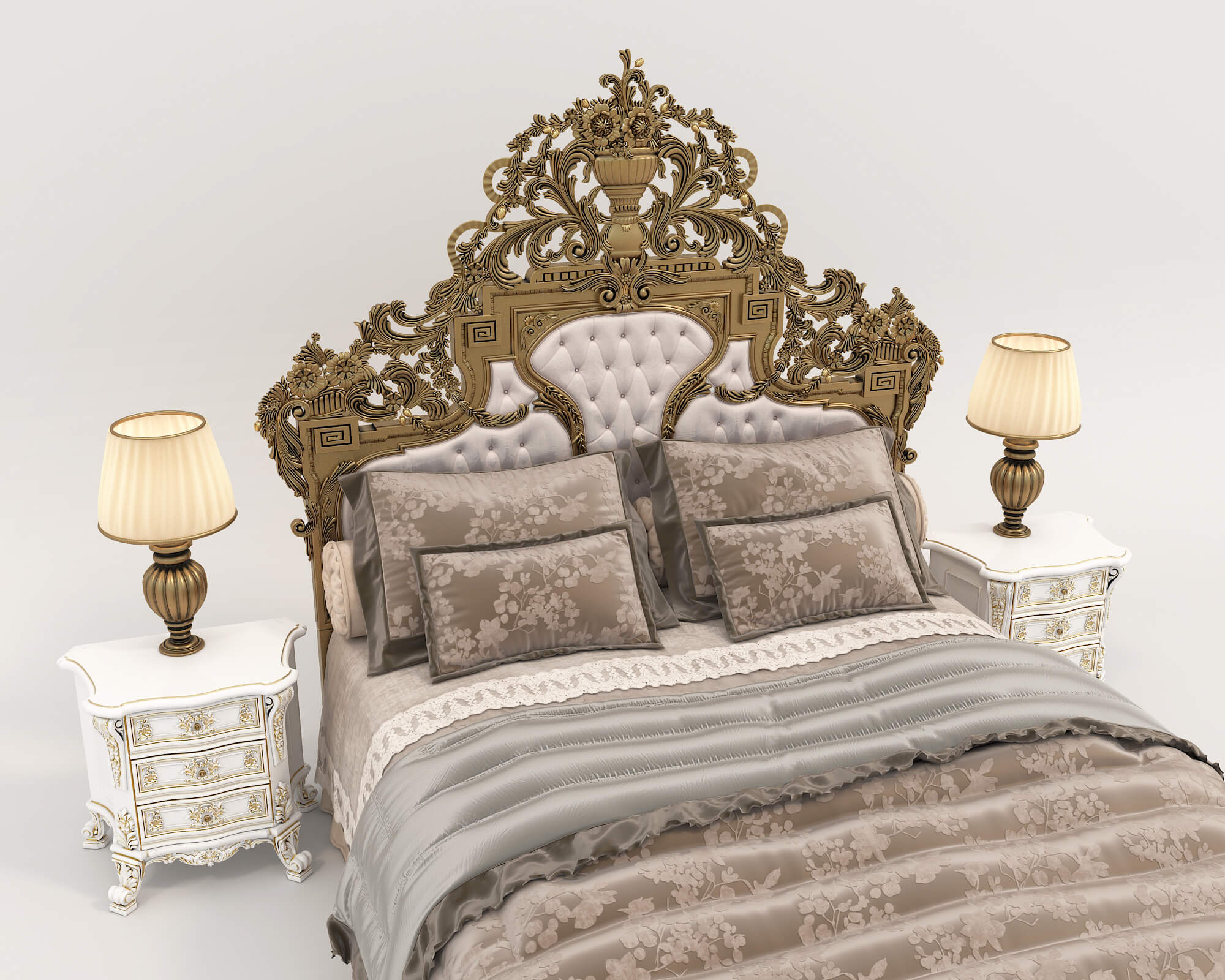 Classic Style Bed Set 33 - 3D Model by nhattuankts