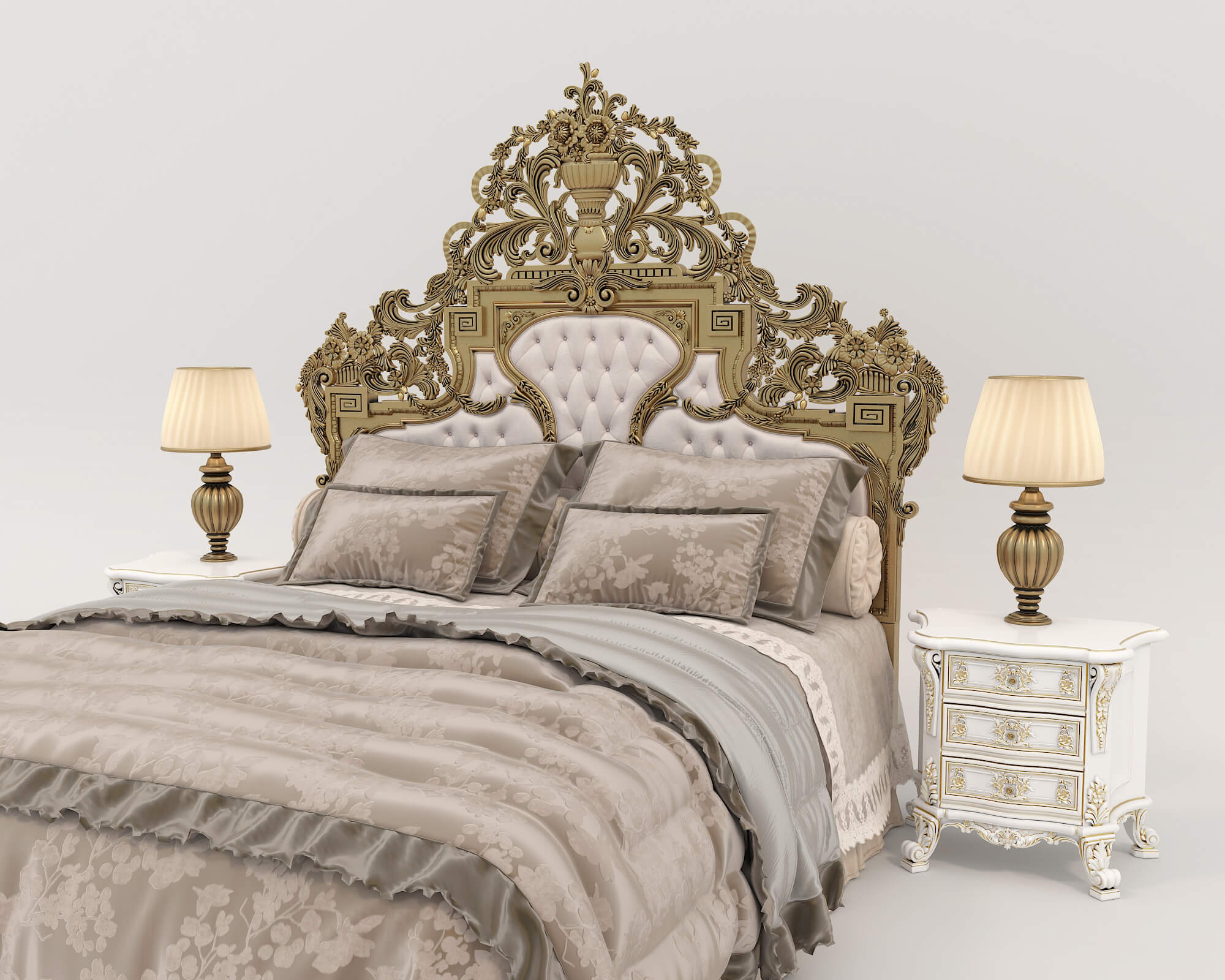 Classic Style Bed Set 33 - 3D Model by nhattuankts