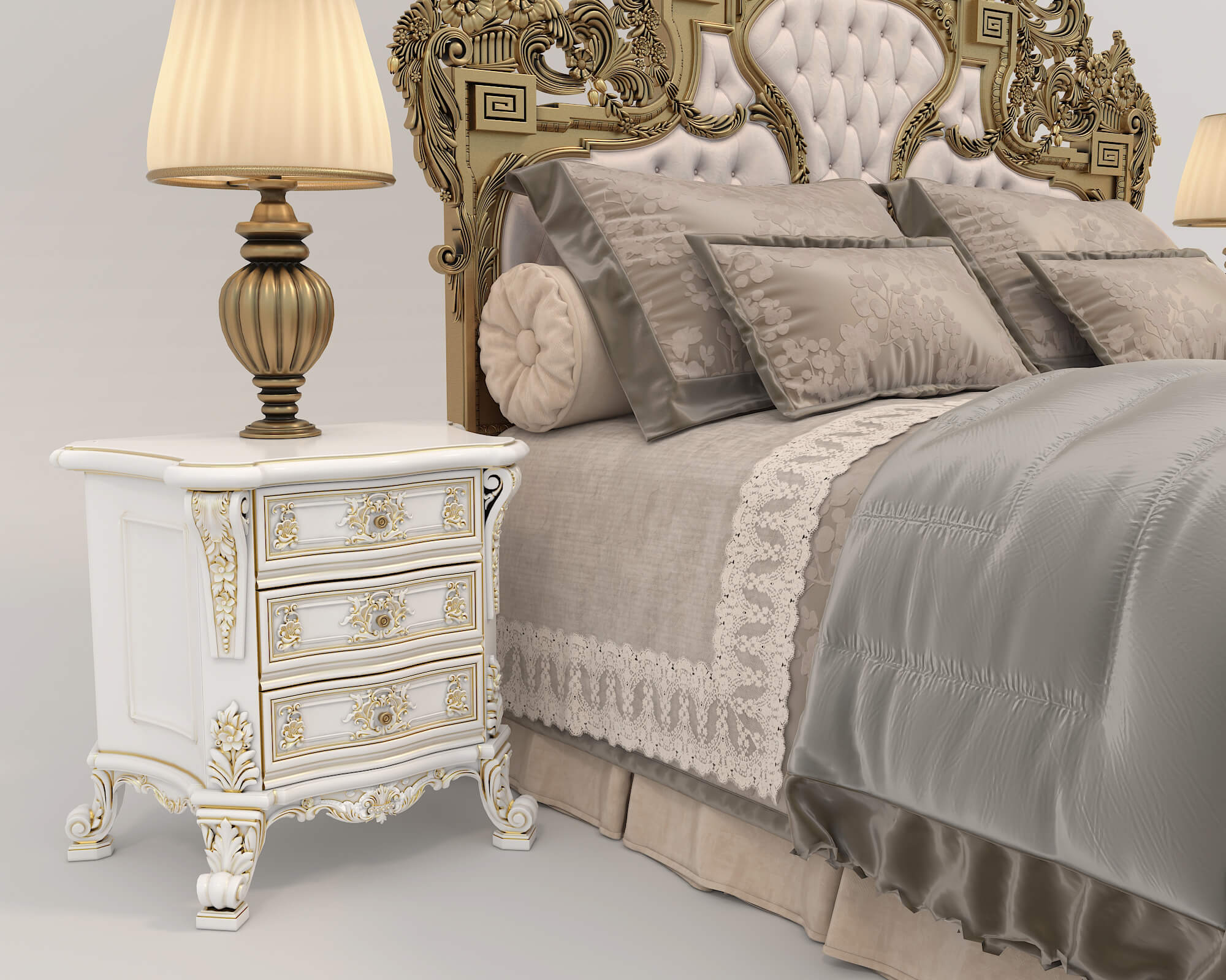 Classic Style Bed Set 33 - 3D Model by nhattuankts