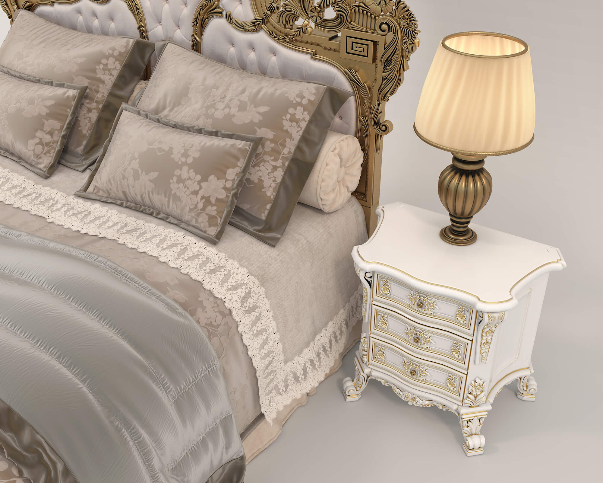 Classic Style Bed Set 33 - 3D Model by nhattuankts
