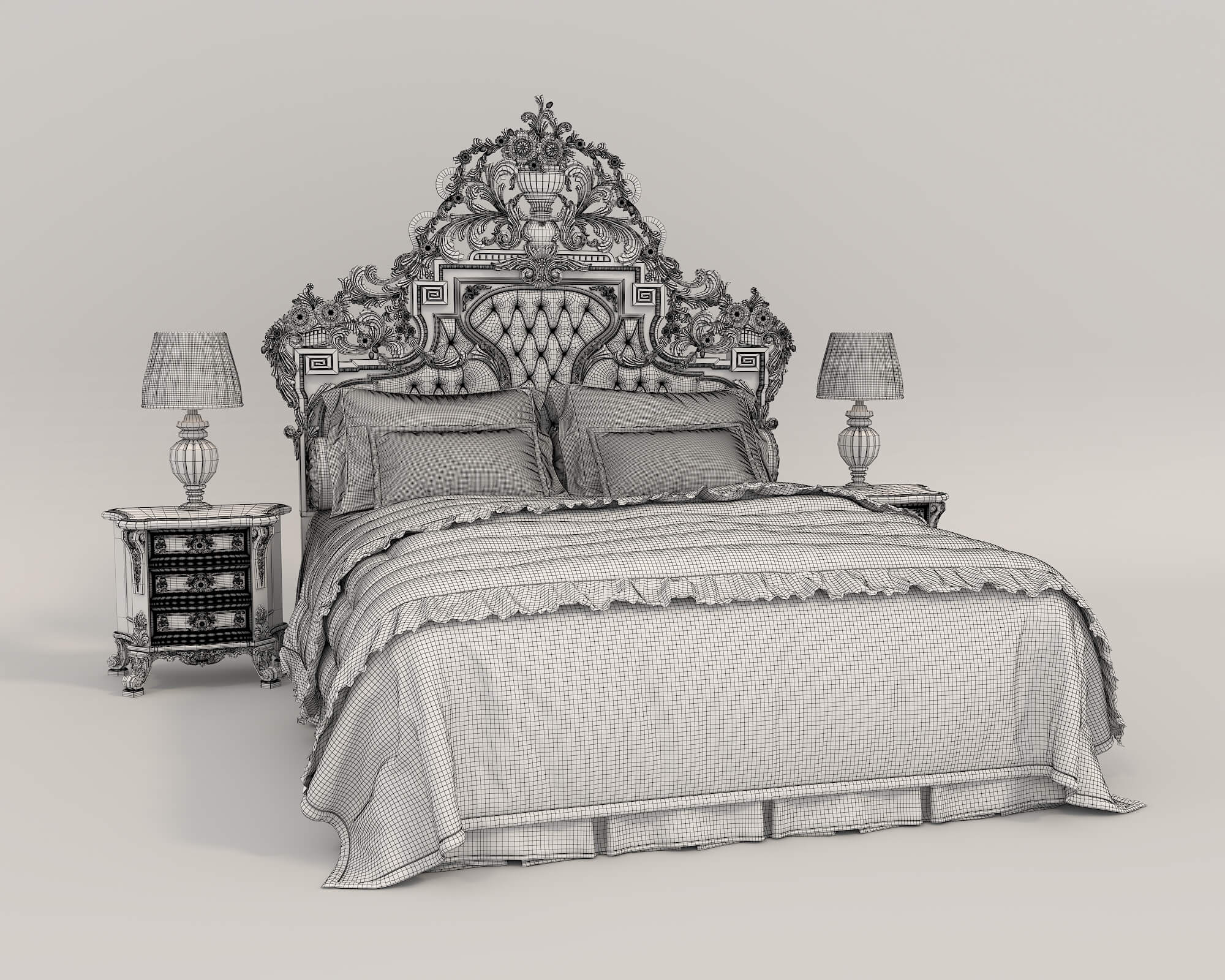 Classic Style Bed Set 33 - 3D Model by nhattuankts