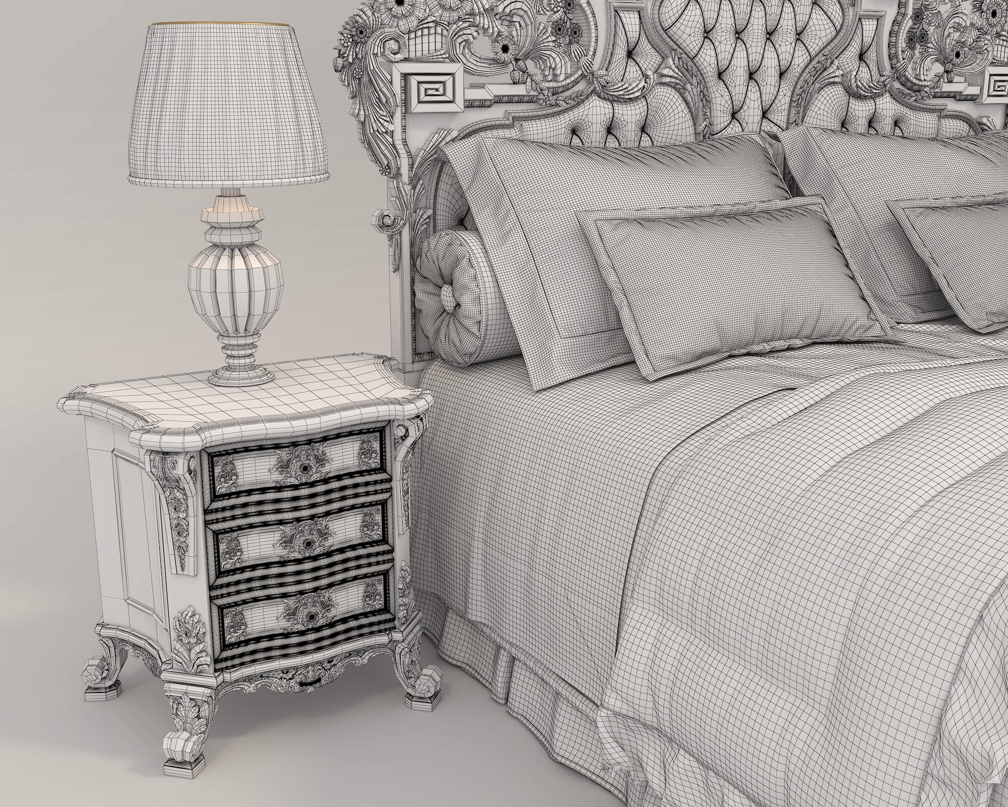 Classic Style Bed Set 33 - 3D Model by nhattuankts