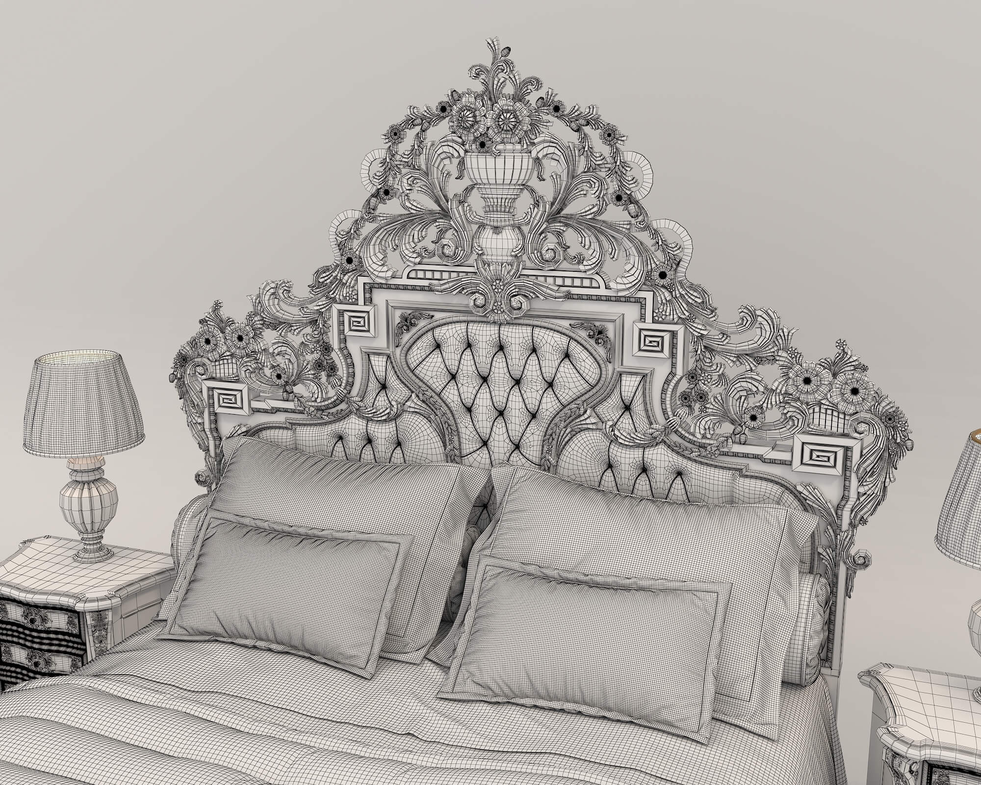 Classic Style Bed Set 33 - 3D Model by nhattuankts