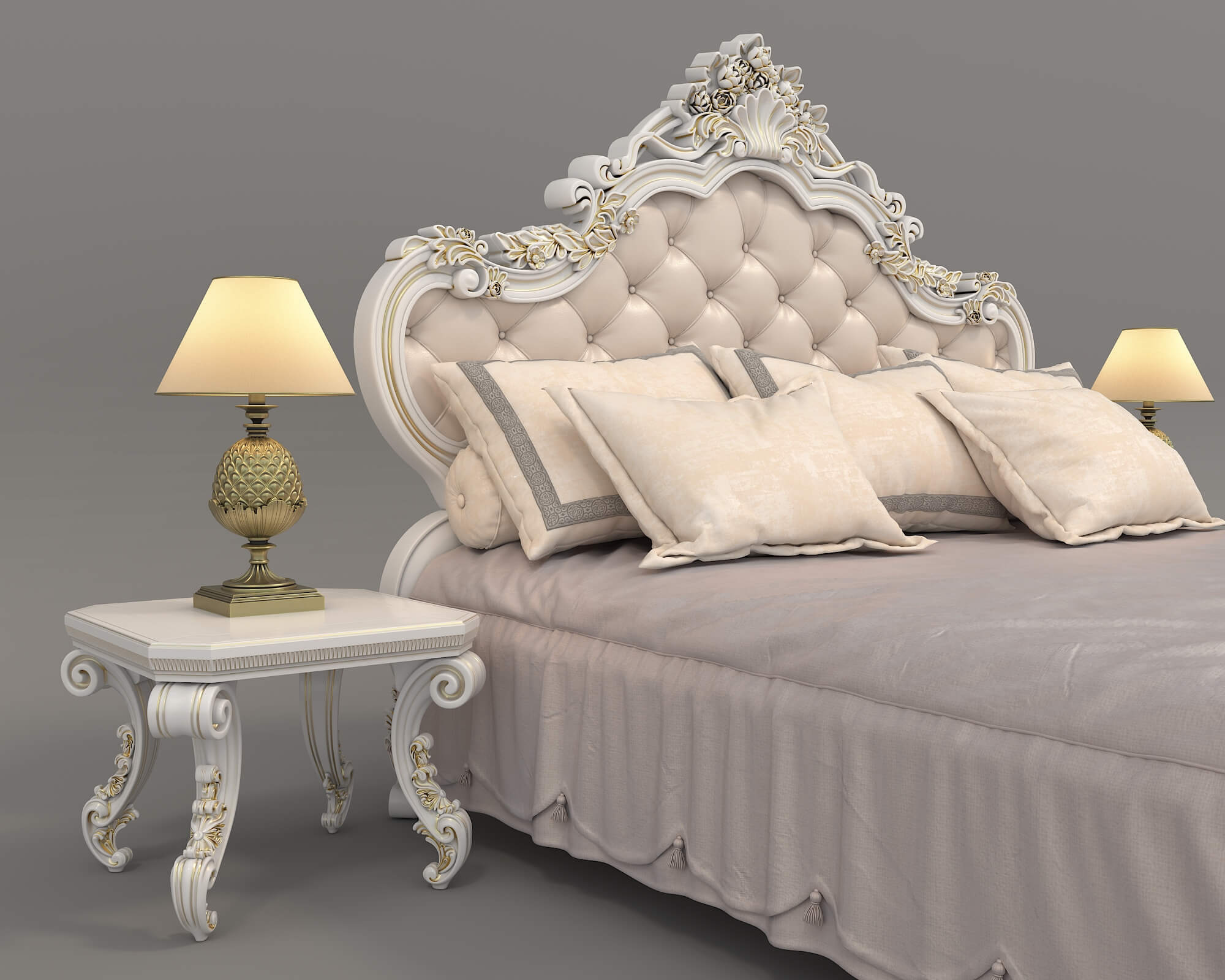Classic Style Bed Set 34 - 3D Model by nhattuankts