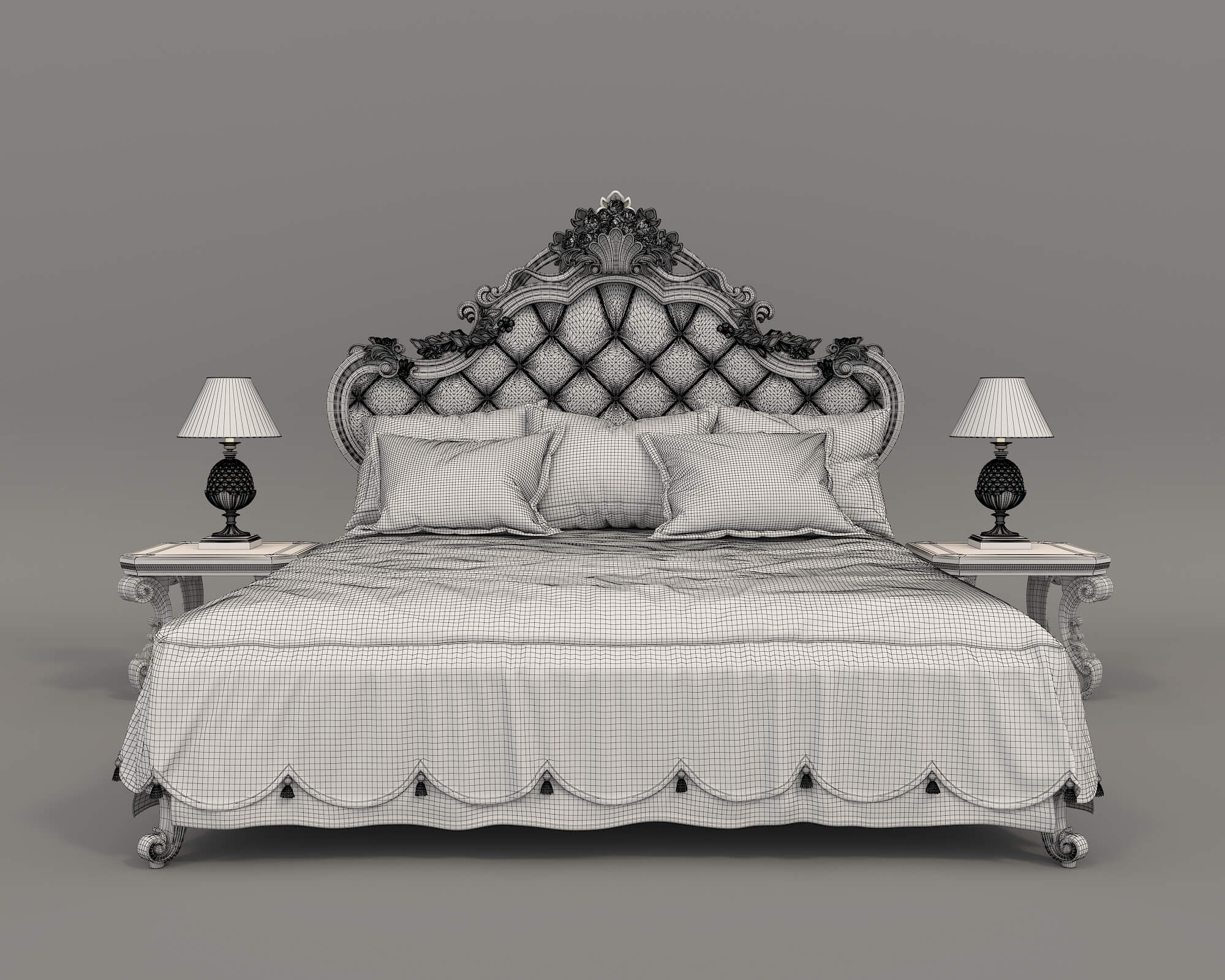 Classic Style Bed Set 34 - 3D Model by nhattuankts