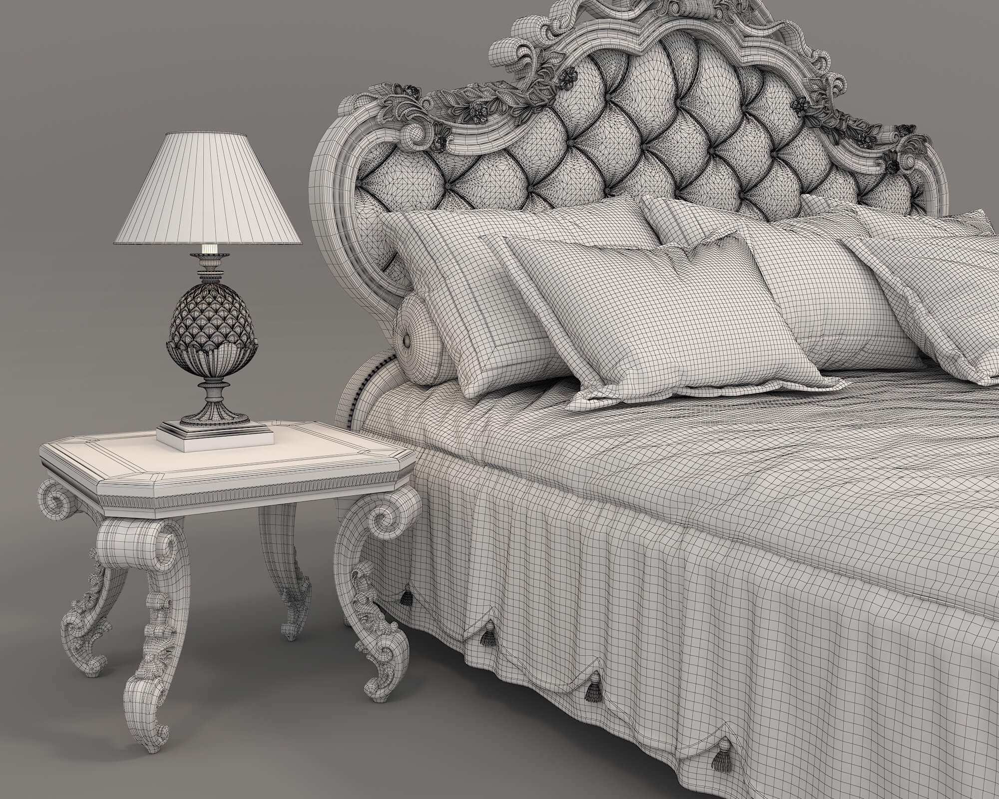 Classic Style Bed Set 34 - 3D Model by nhattuankts