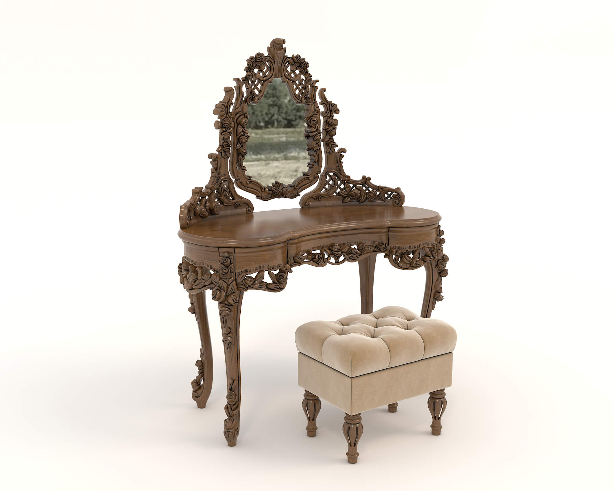 Classic Style Dressing Table 9 - 3D Model by nhattuankts